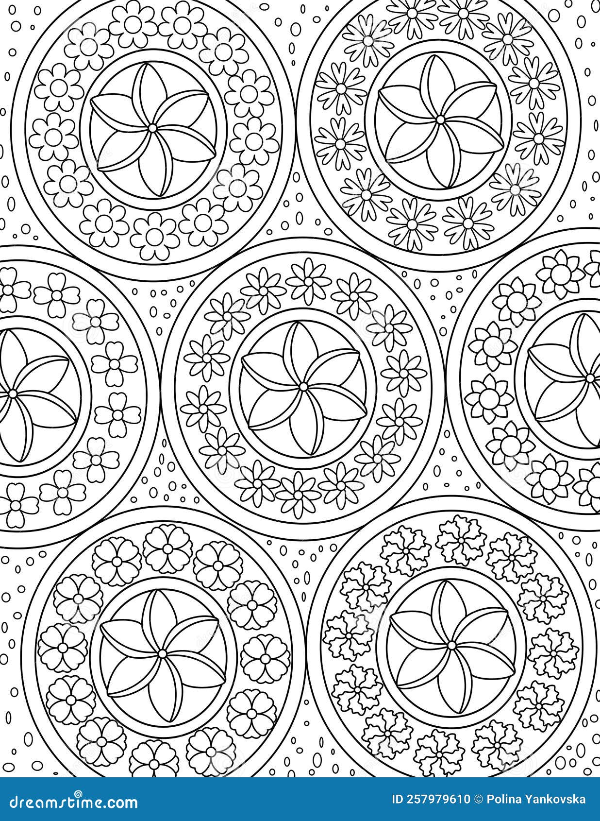 Floral Pattern Coloring Page for Adult Stock Illustration ...