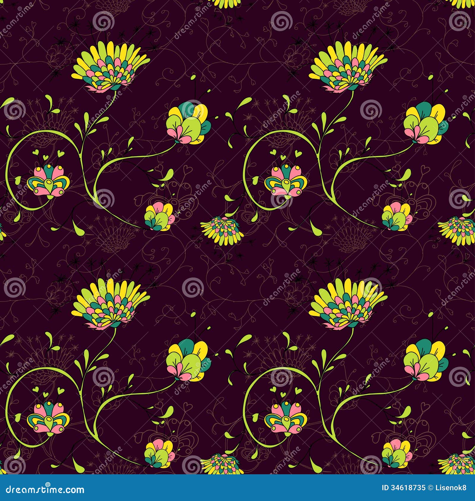 Floral Pattern with Decorative Flowers Stock Illustration ...