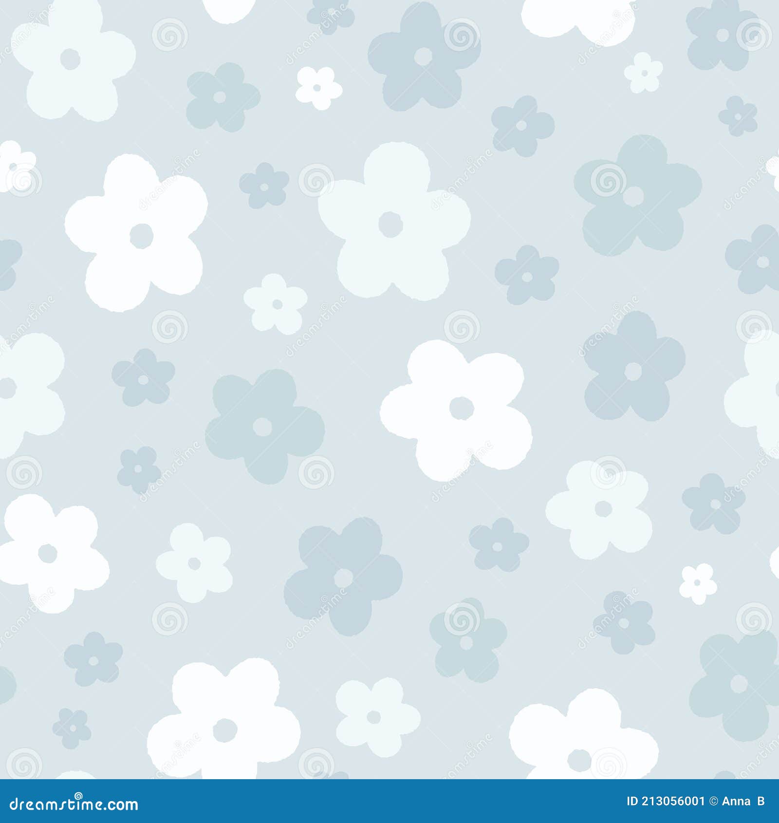 Floral Pattern Design. Cute Vector Seamless Repeat of Grey Flowers with ...