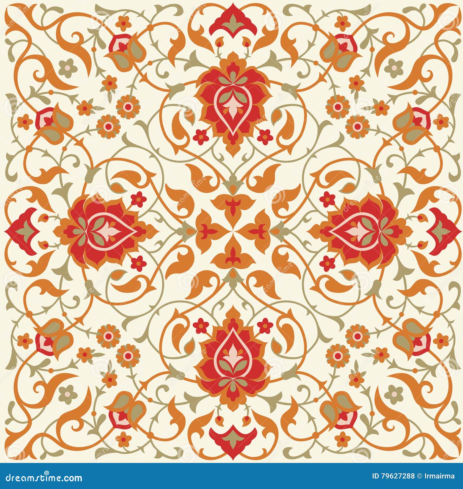 Floral Pattern in Eastern Style Stock Vector - Illustration of bogemian ...