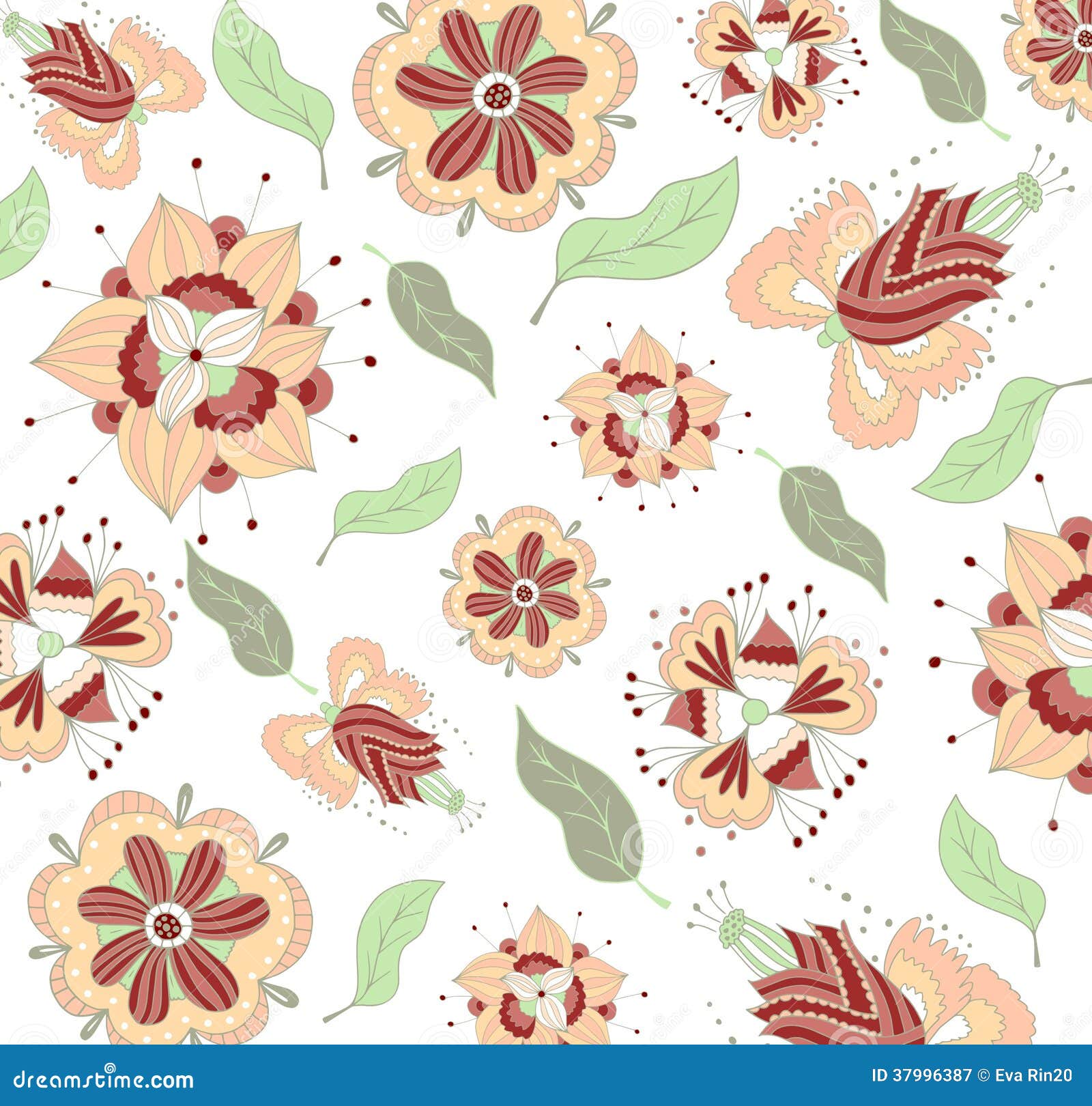 Floral Pattern Fabric Design Stock Illustration - Illustration of ...