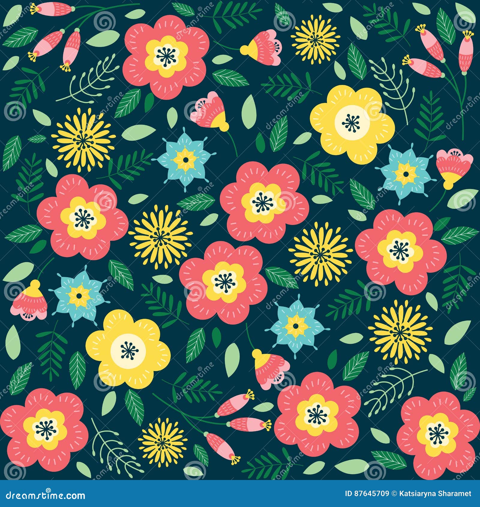 Floral Pattern with Flowers and Leaves. Cute Pattern with Small Flowers ...