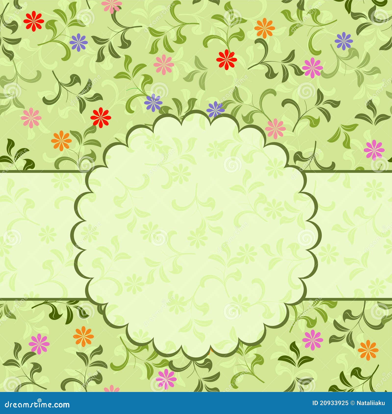 Floral Pattern with Frame in Vector Stock Vector - Illustration of ...