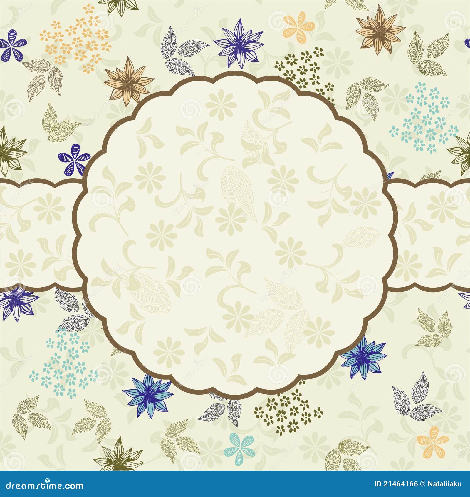 Floral Pattern with Frame in Vector Stock Vector - Illustration of ...
