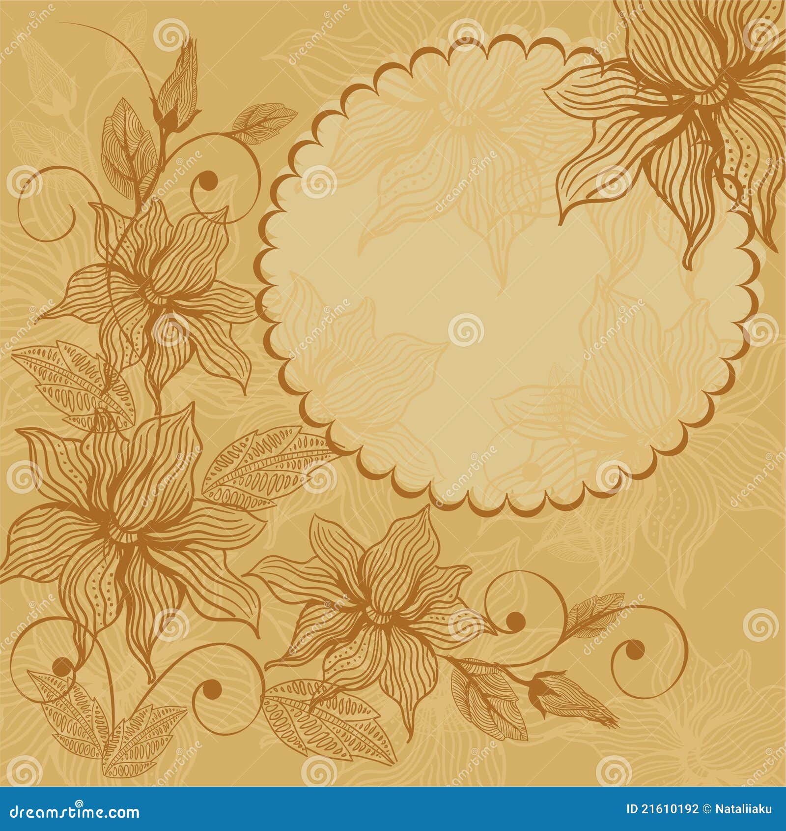 Floral Pattern with Frame in Vector Stock Vector - Illustration of ...