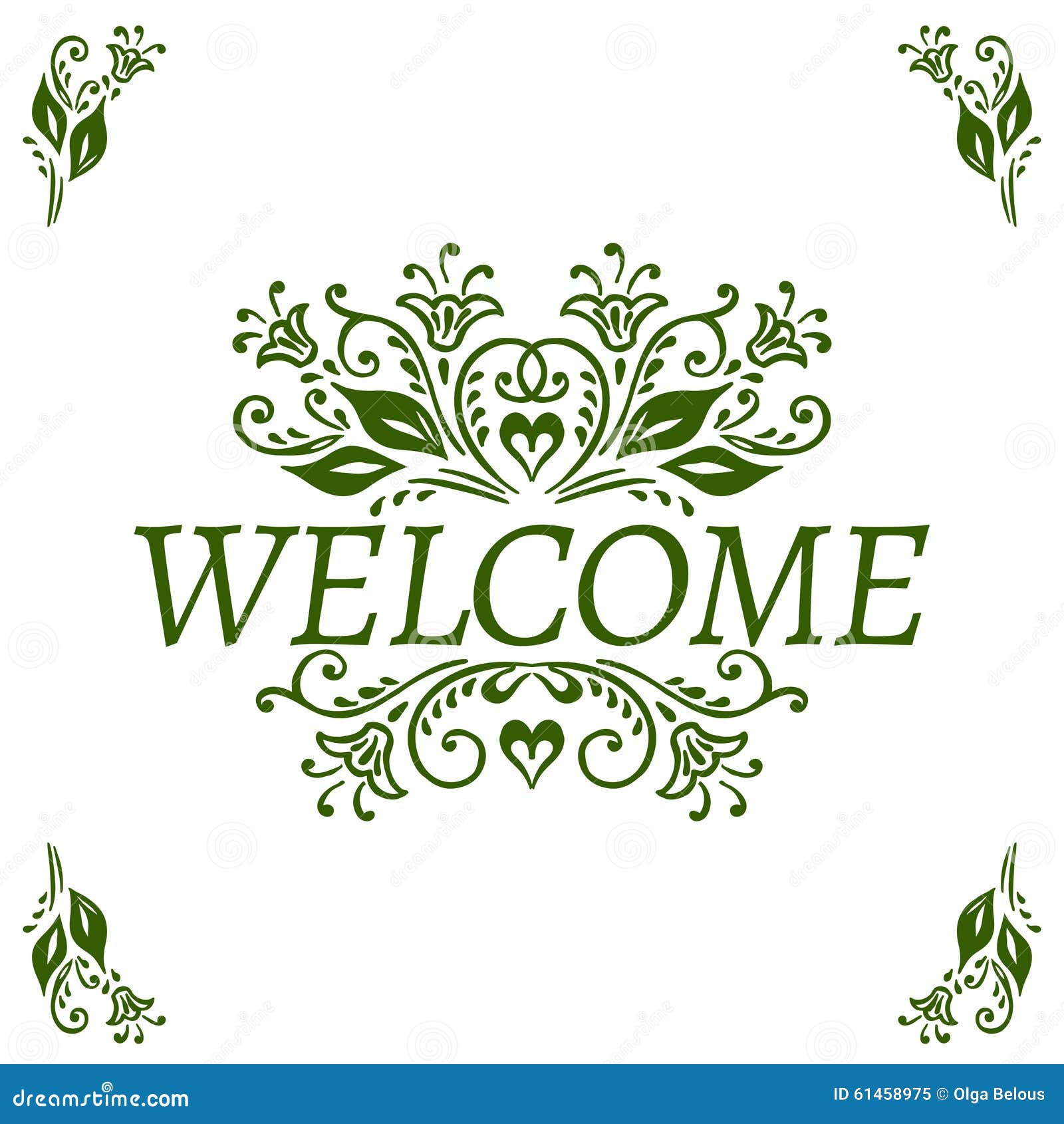 Floral Pattern Frame. Welcome Lettering Stock Vector - Illustration of ...