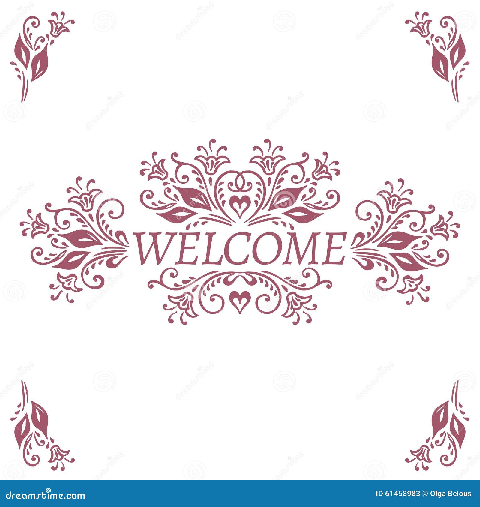 Floral Pattern Frame. Welcome Lettering Stock Vector - Illustration of ...