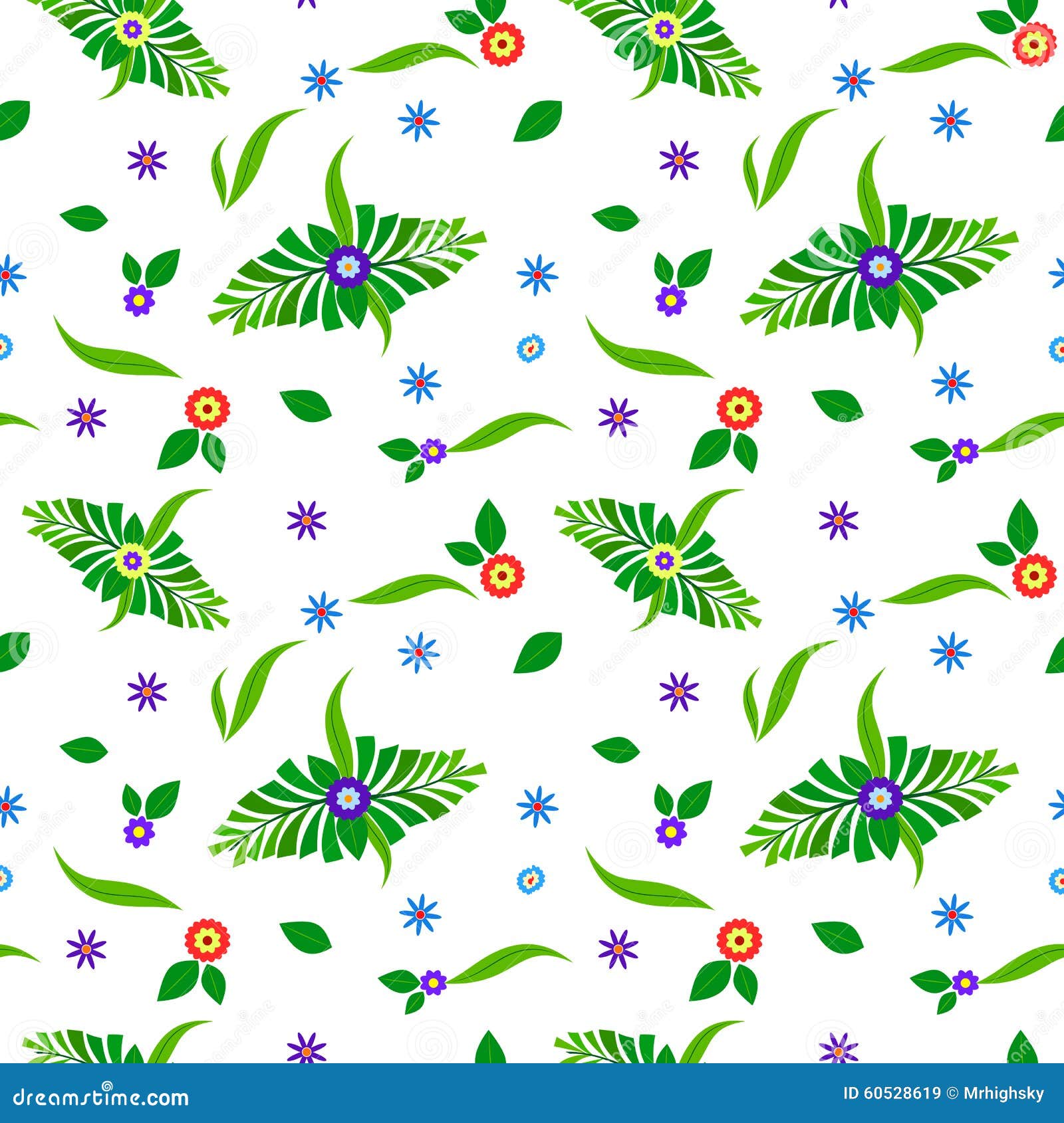 Floral Pattern with Green Leaves Stock Vector - Illustration of ...