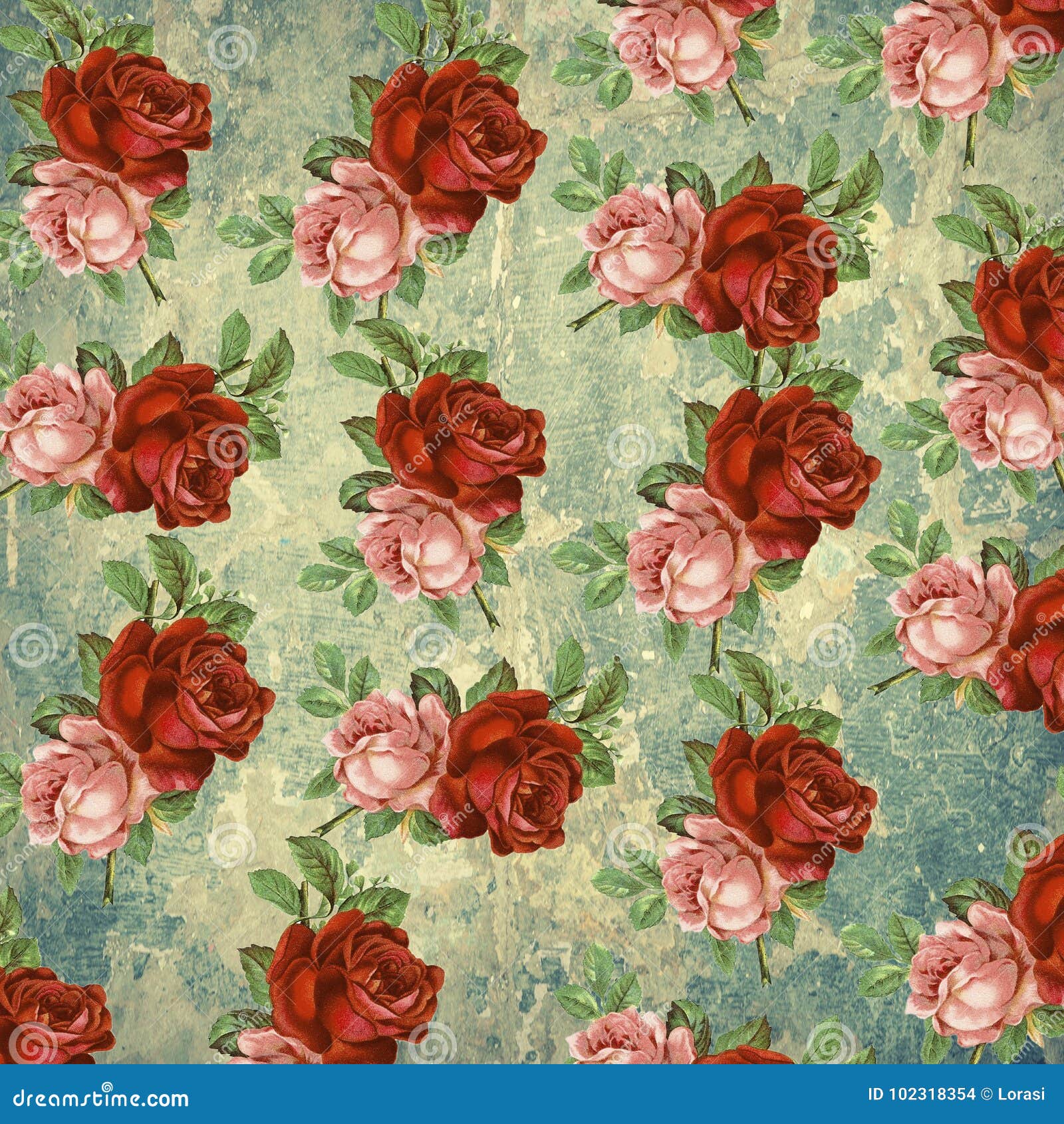 Floral Pattern on a Grunge Background. Stock Photo - Image of gray ...