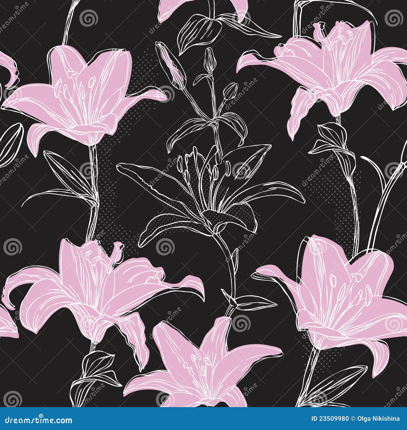Floral pattern with lily stock vector. Illustration of creative - 23509980