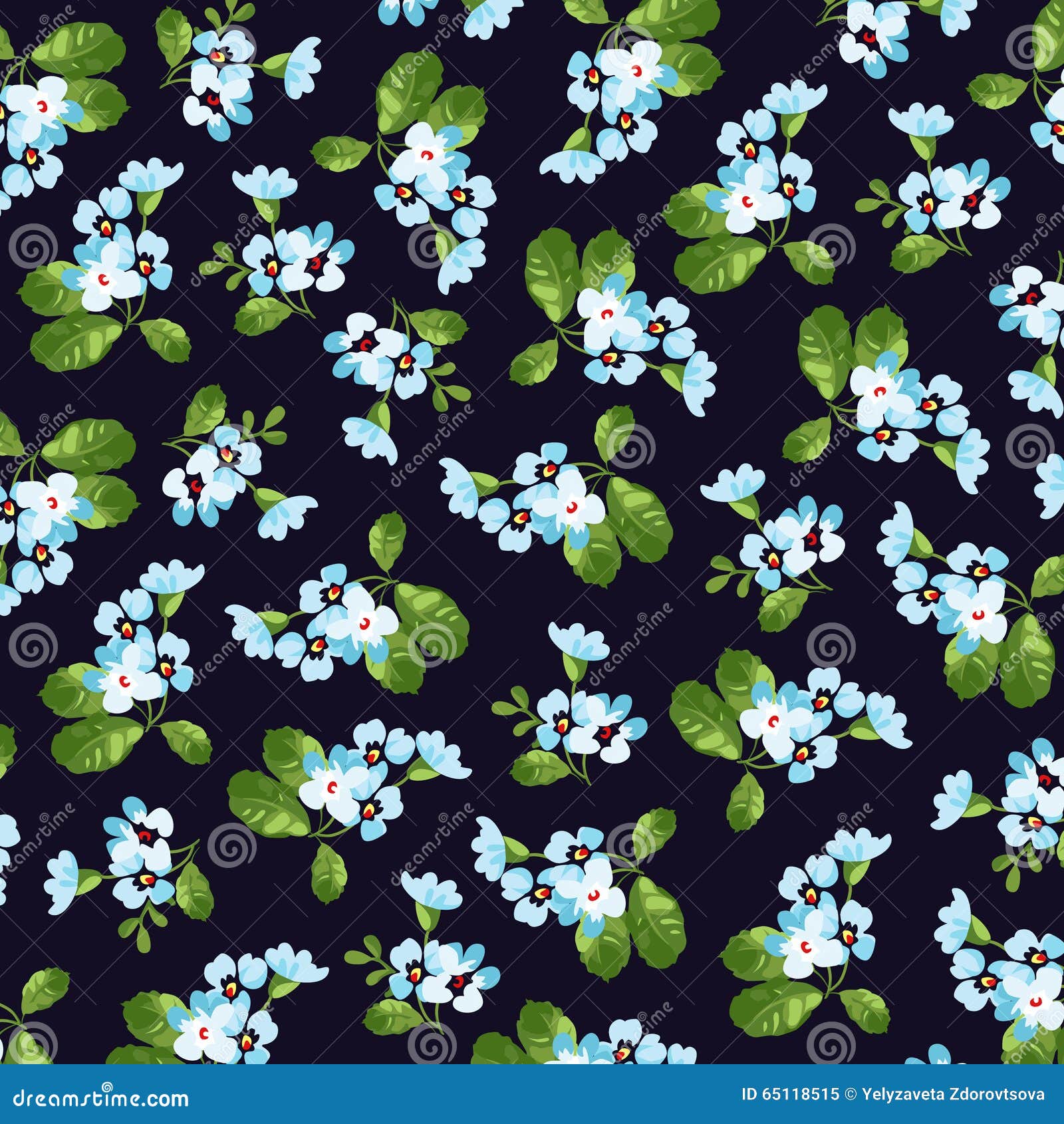 Floral Pattern with Little Blue Flowers Stock Vector - Illustration of ...