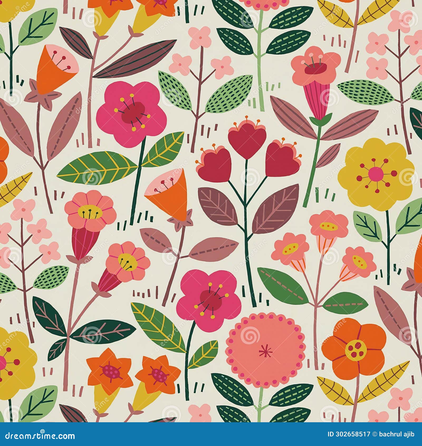 Floral Pattern with Matching Colors Stock Illustration - Illustration ...