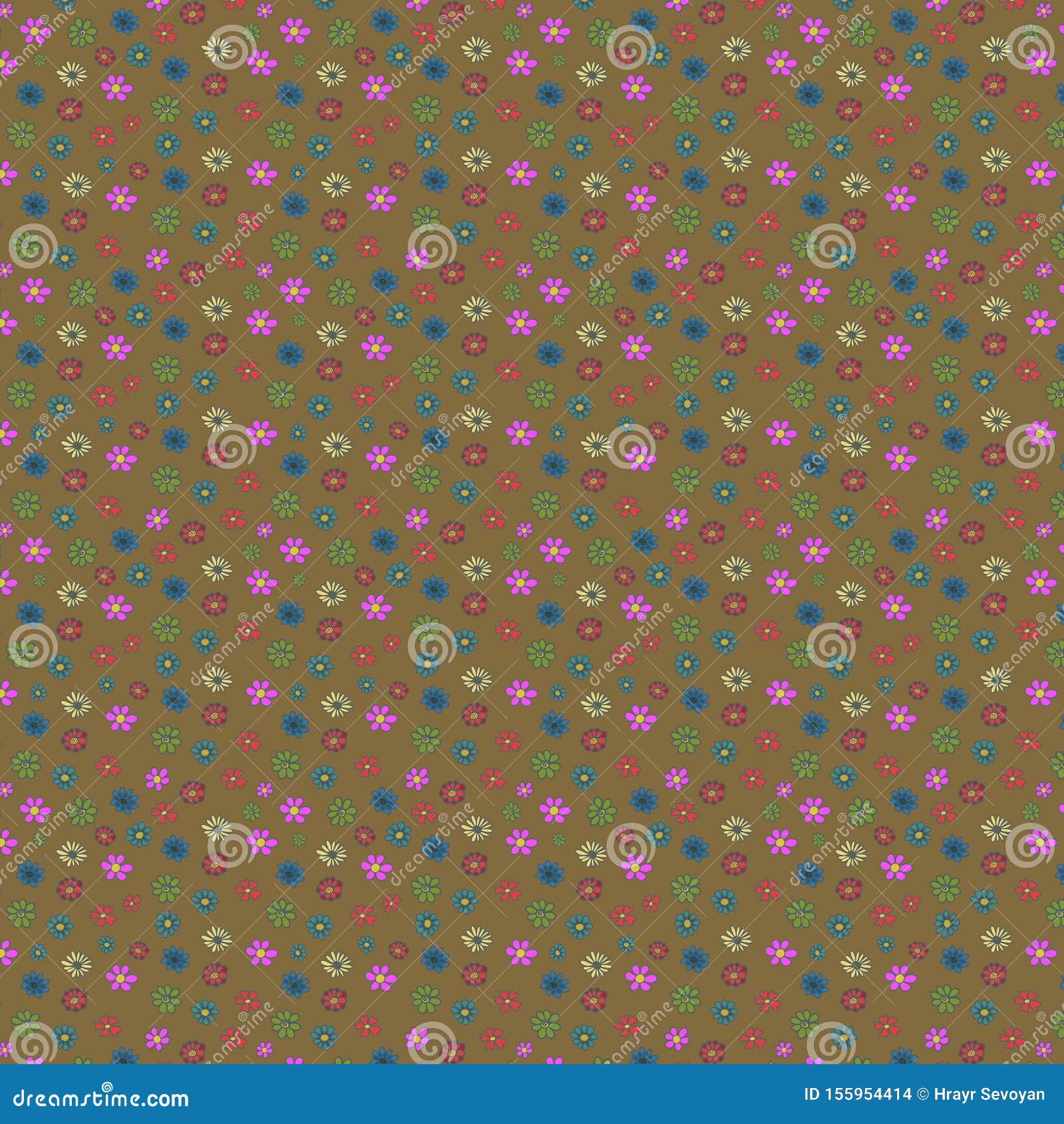 Floral Pattern, Multi-colored Flowers on a Golden Background, Seamless ...