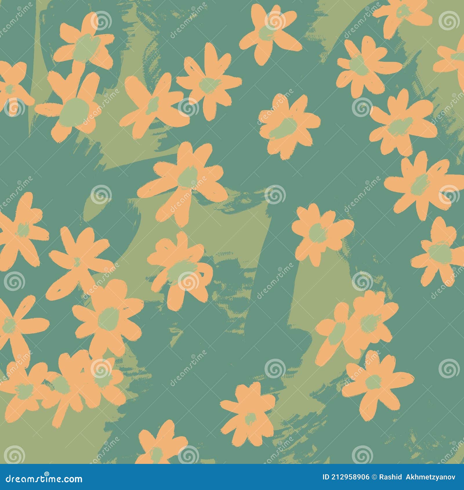 Floral Pattern with Orange Flowers Stock Illustration - Illustration of ...