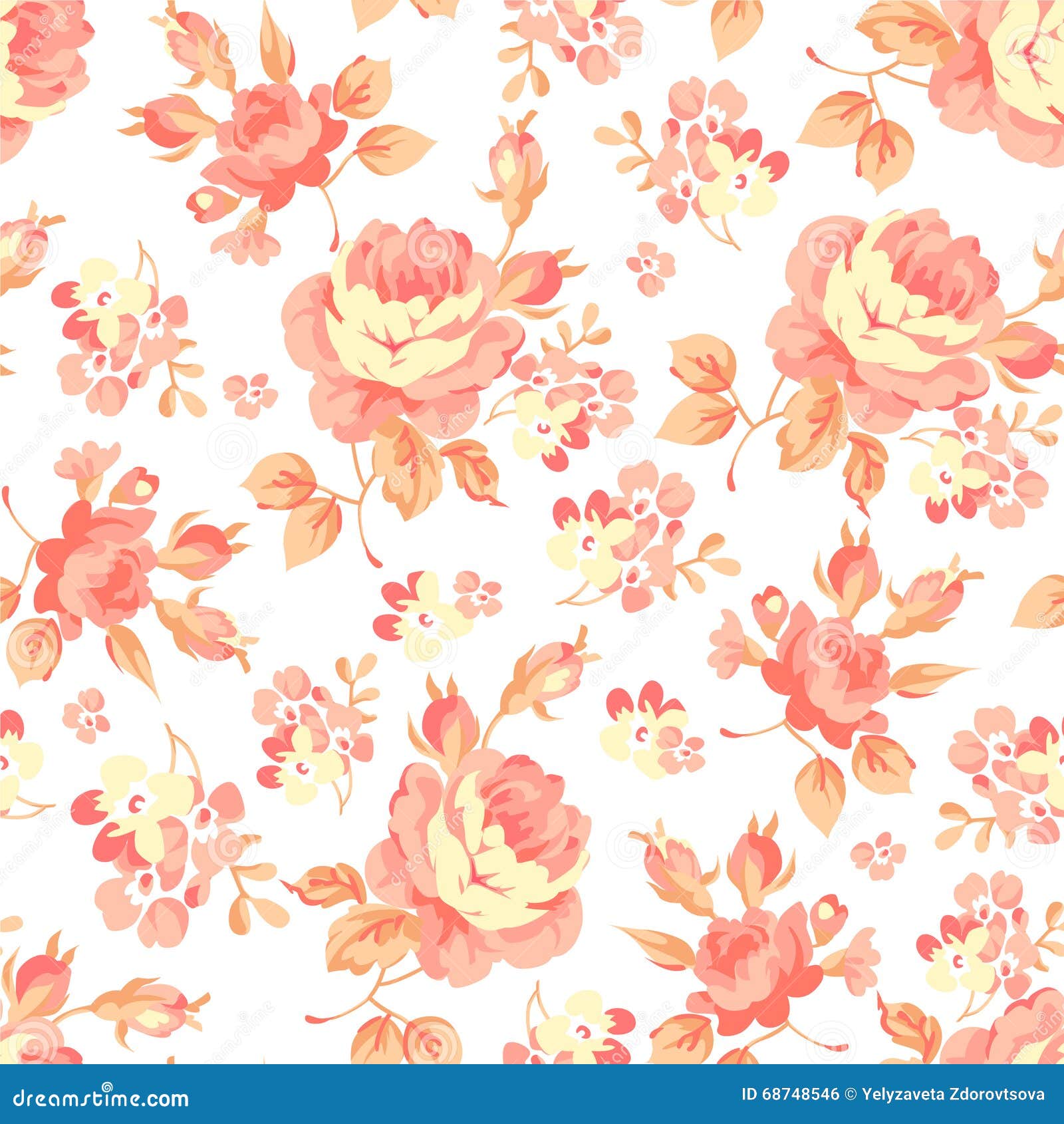 Floral Pattern with Orange Roses Stock Vector - Illustration of elegant ...