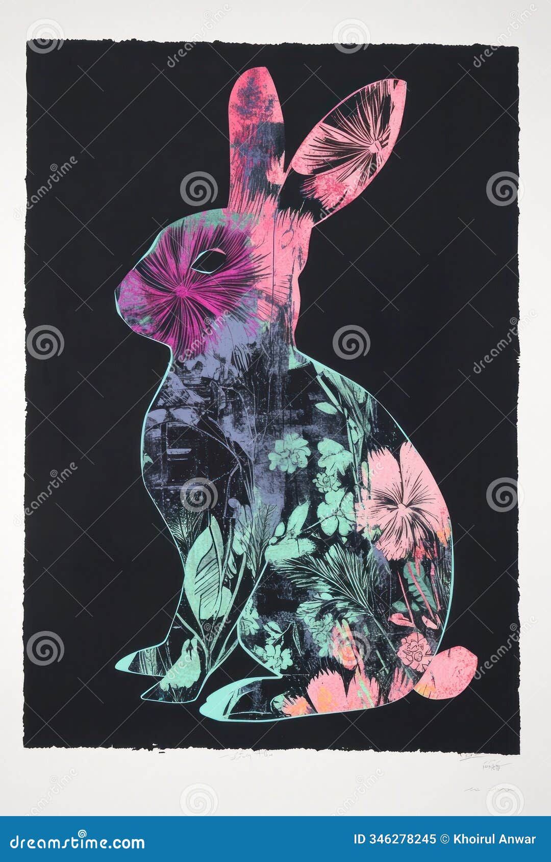 Floral Pattern Rabbit Silhouette Illustration Stock Illustration ...
