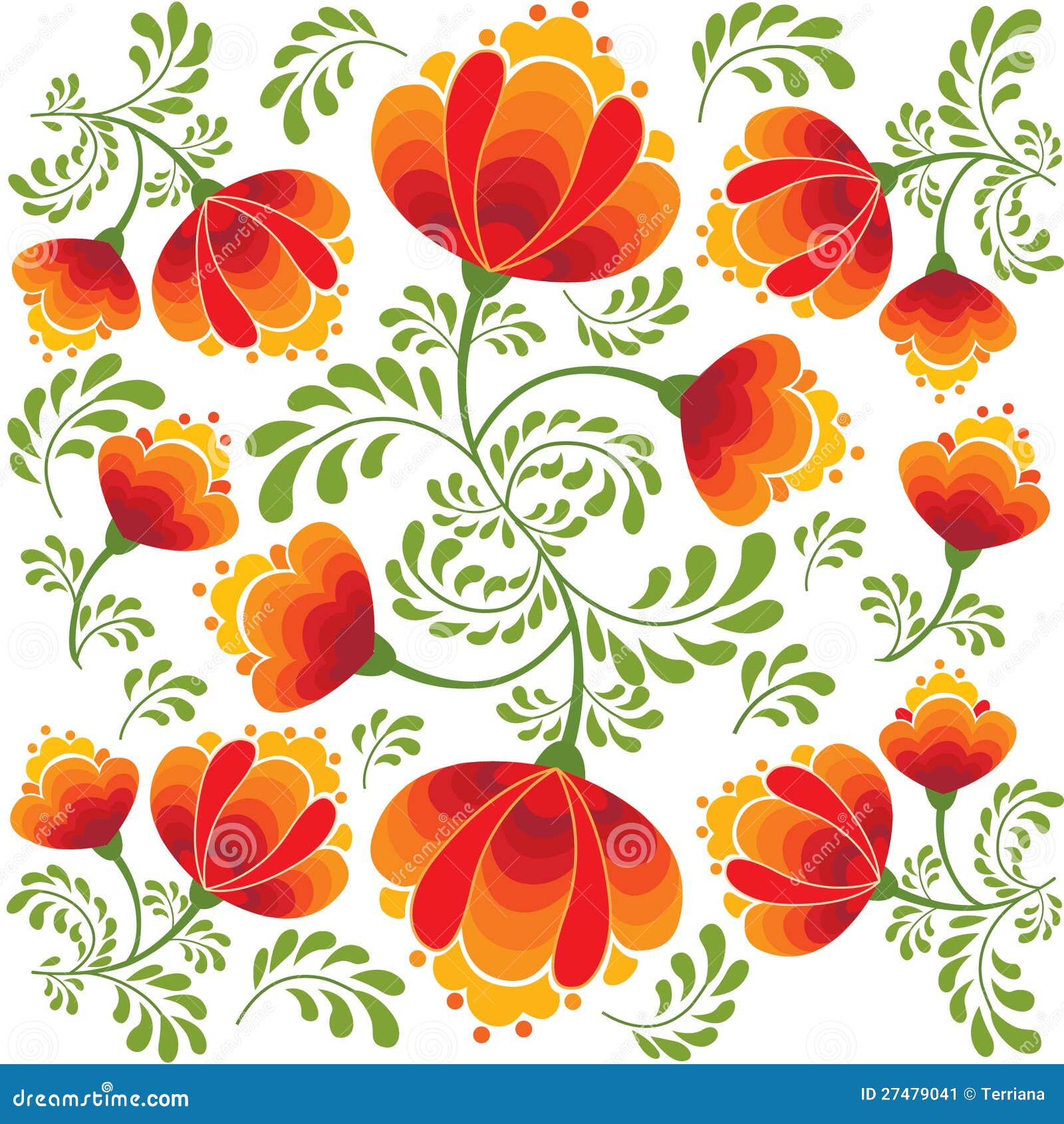 Floral Pattern Seamless in Russian Style. Stock Vector - Illustration ...