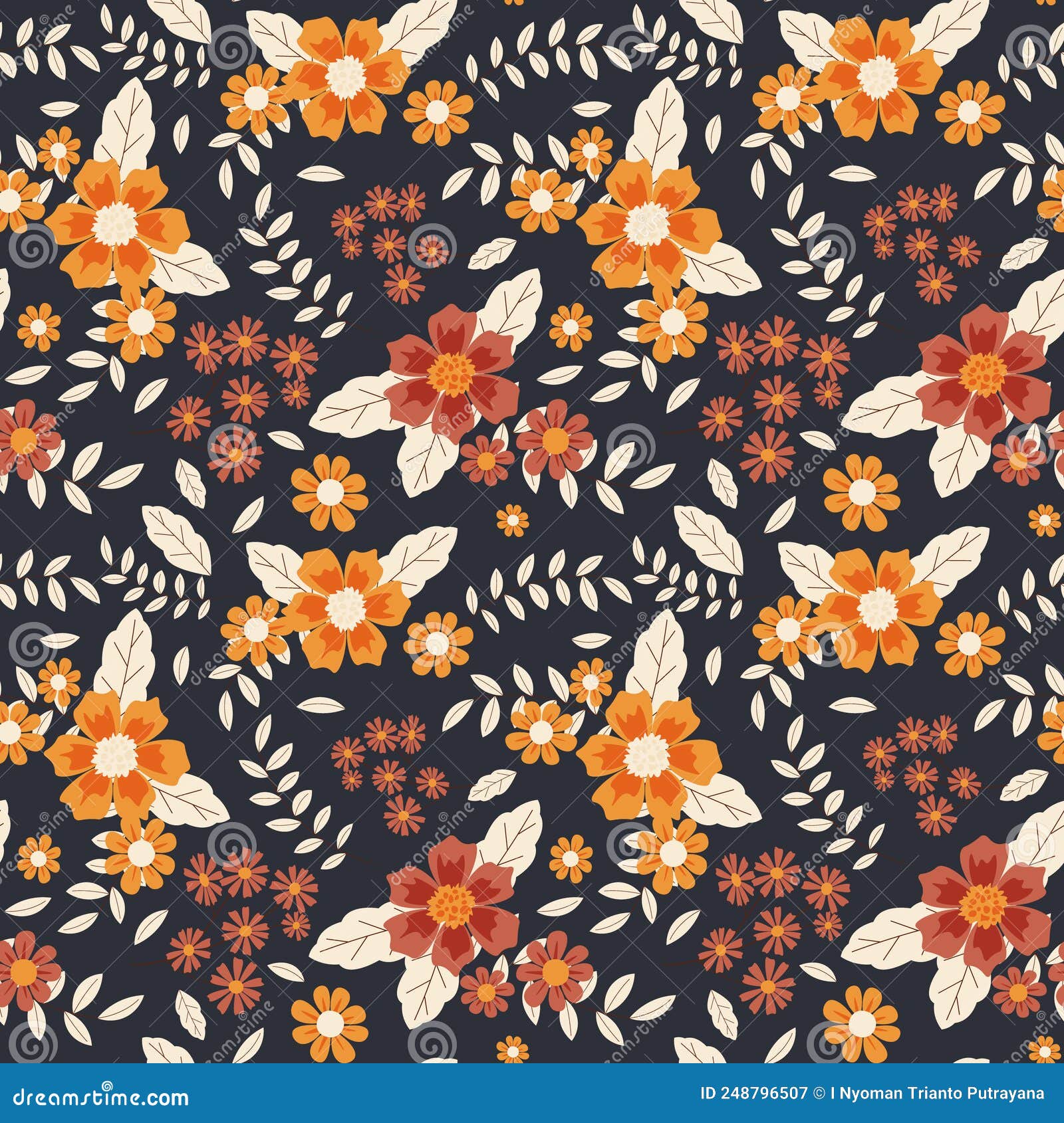 Floral Pattern in Seamless Style. Stock Vector - Illustration of ...