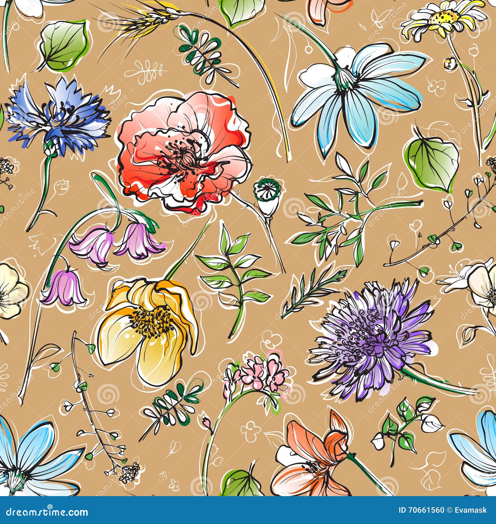 Floral pattern stock vector. Illustration of flower, pattern - 70661560