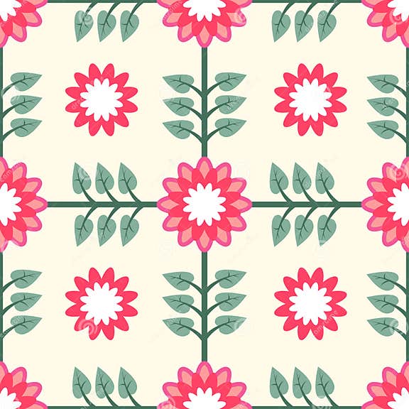 Floral Pattern Seamless Tile Stock Illustration - Illustration of ...