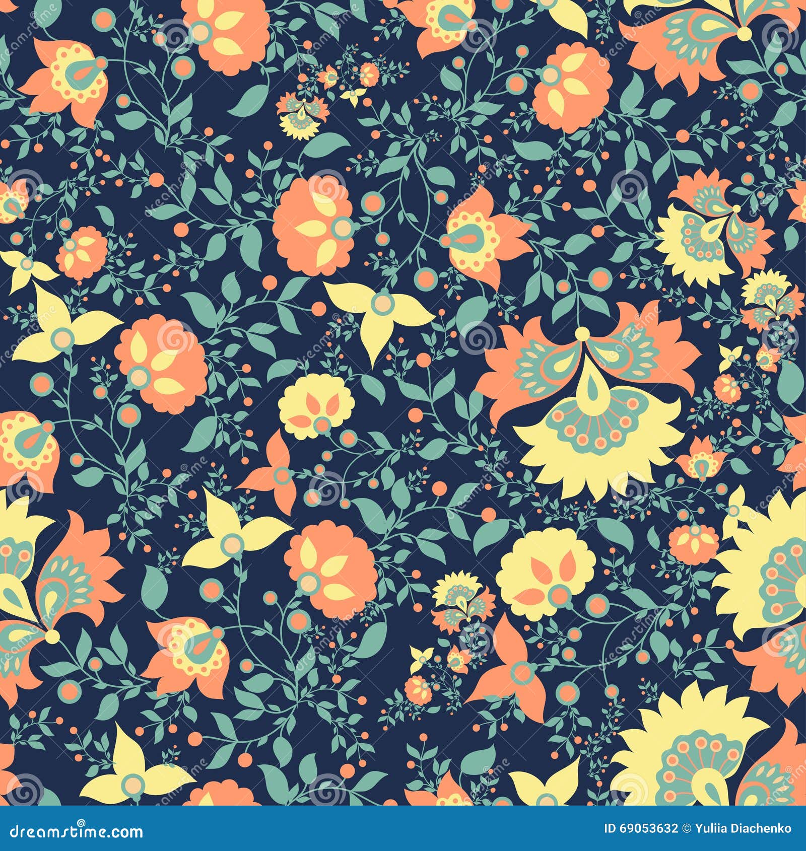Floral Pattern.Seamless Vintage Textile Pattern.Print Stock Vector ...