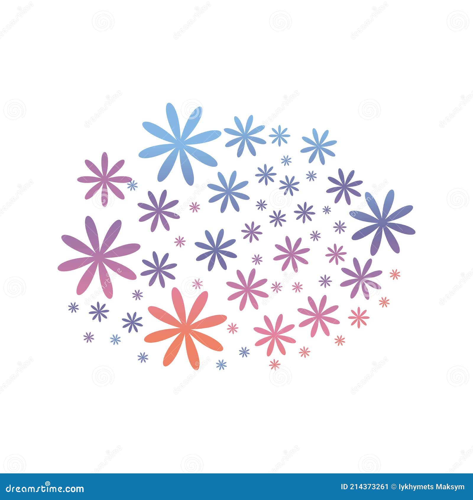 Floral Pattern with Simple Small Flower Gradient Style. Vector ...