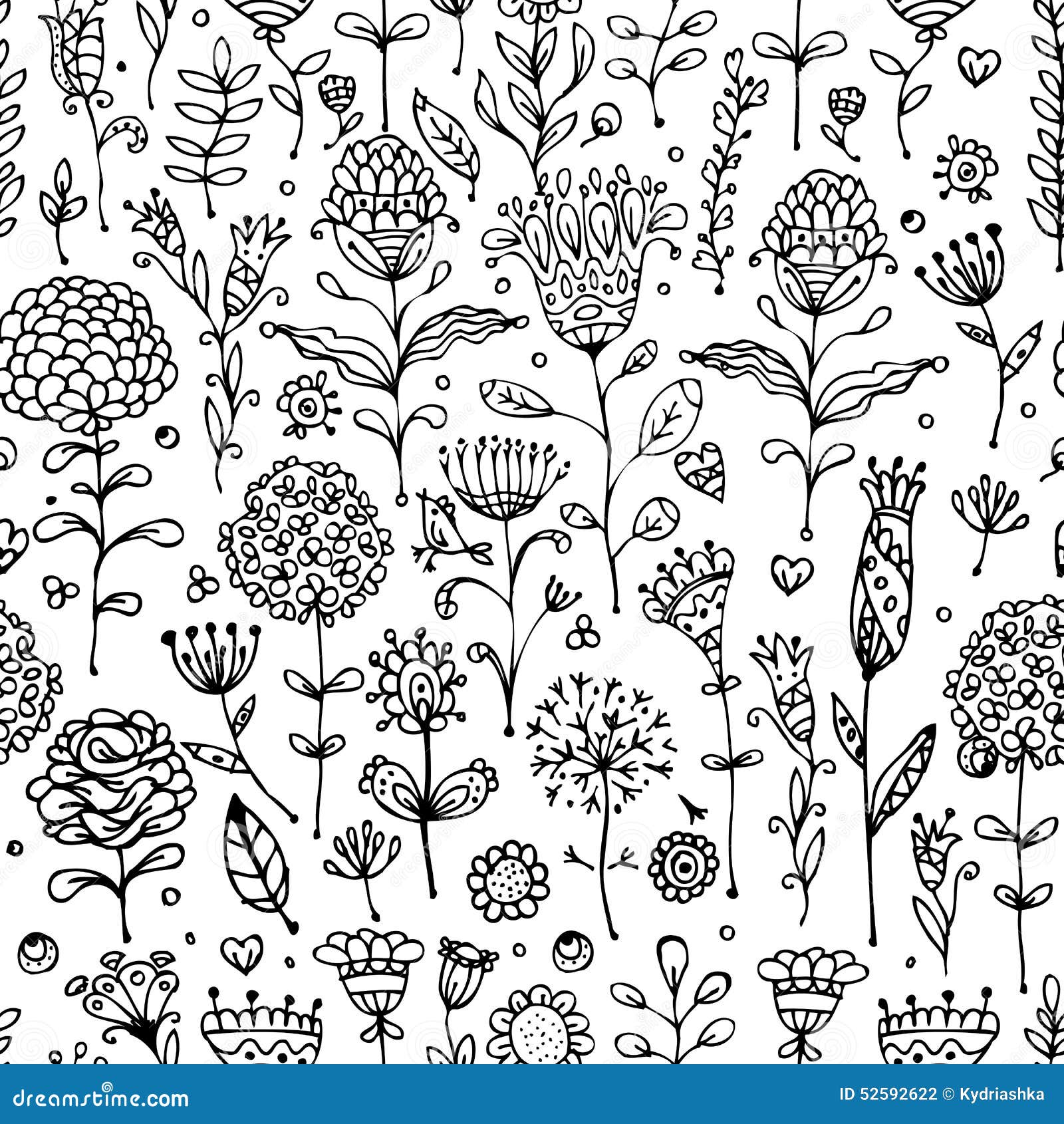 Floral Pattern Sketch for Your Design Stock Vector - Illustration of ...