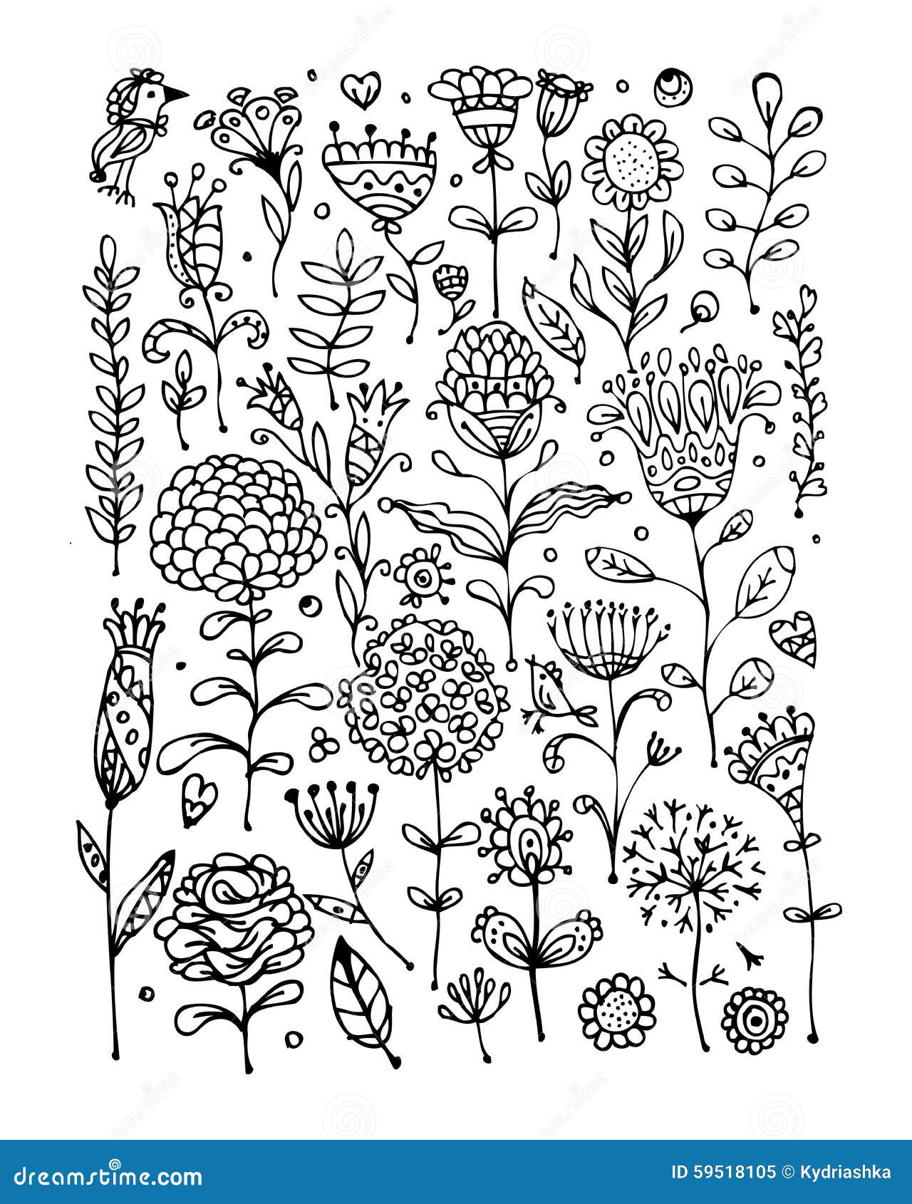 Floral Pattern Sketch for Your Design Stock Vector - Illustration of ...