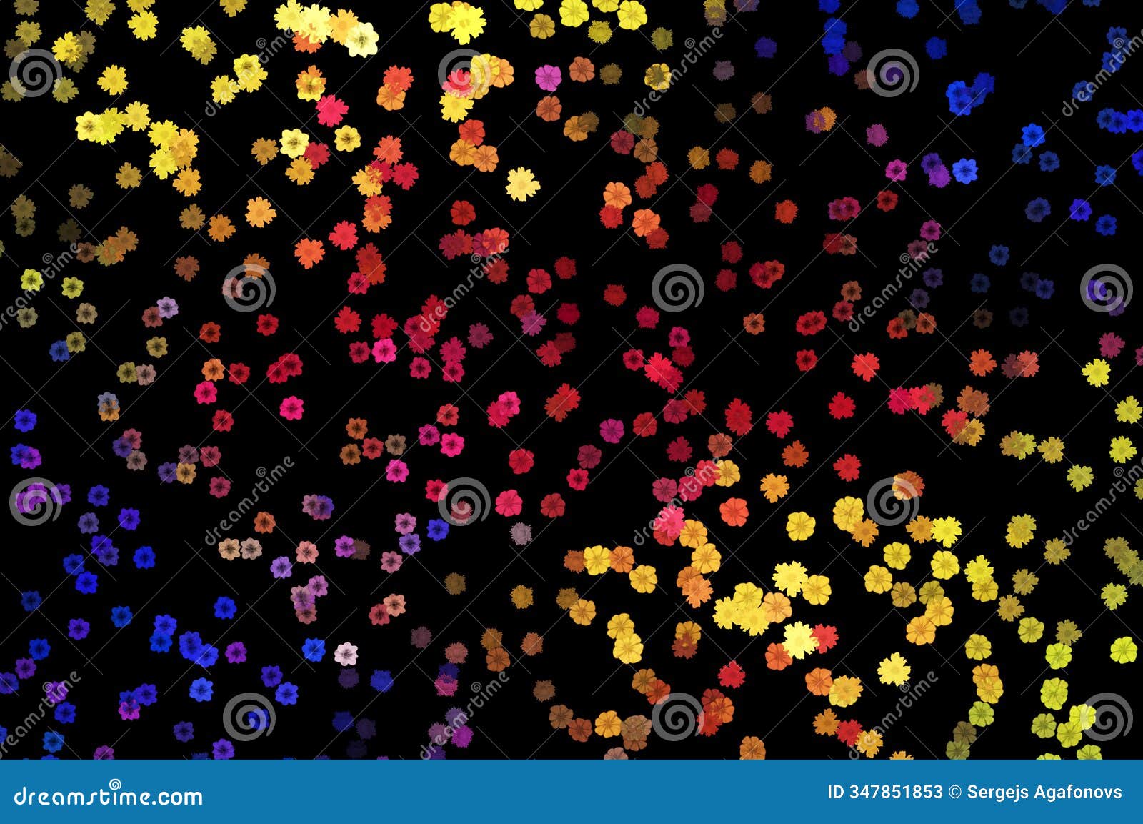Floral Pattern. Small Shiny Flowers on the Dark Background. Stock ...