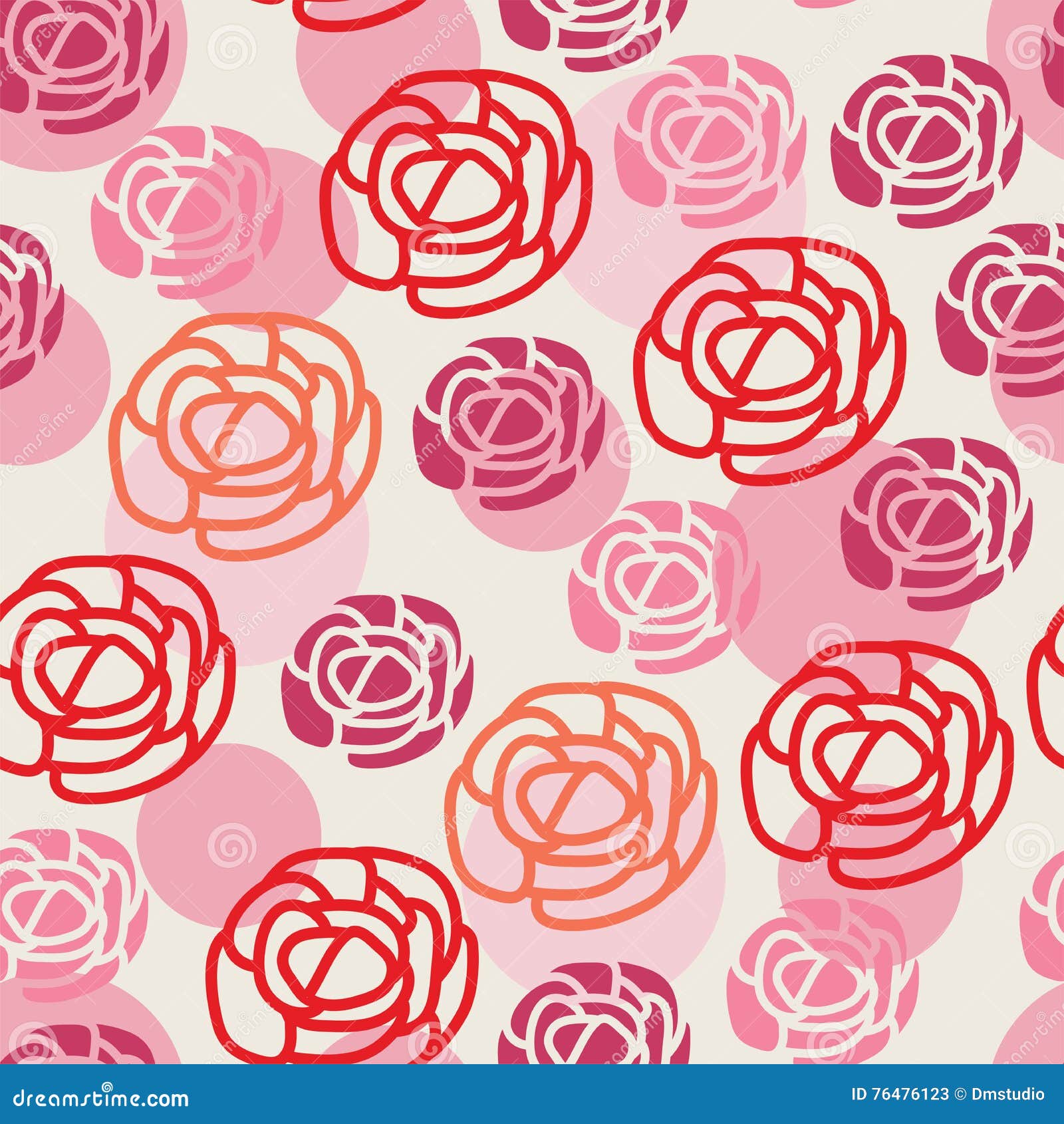 Floral Pattern with Symbols of Roses, Vector Stock Vector ...