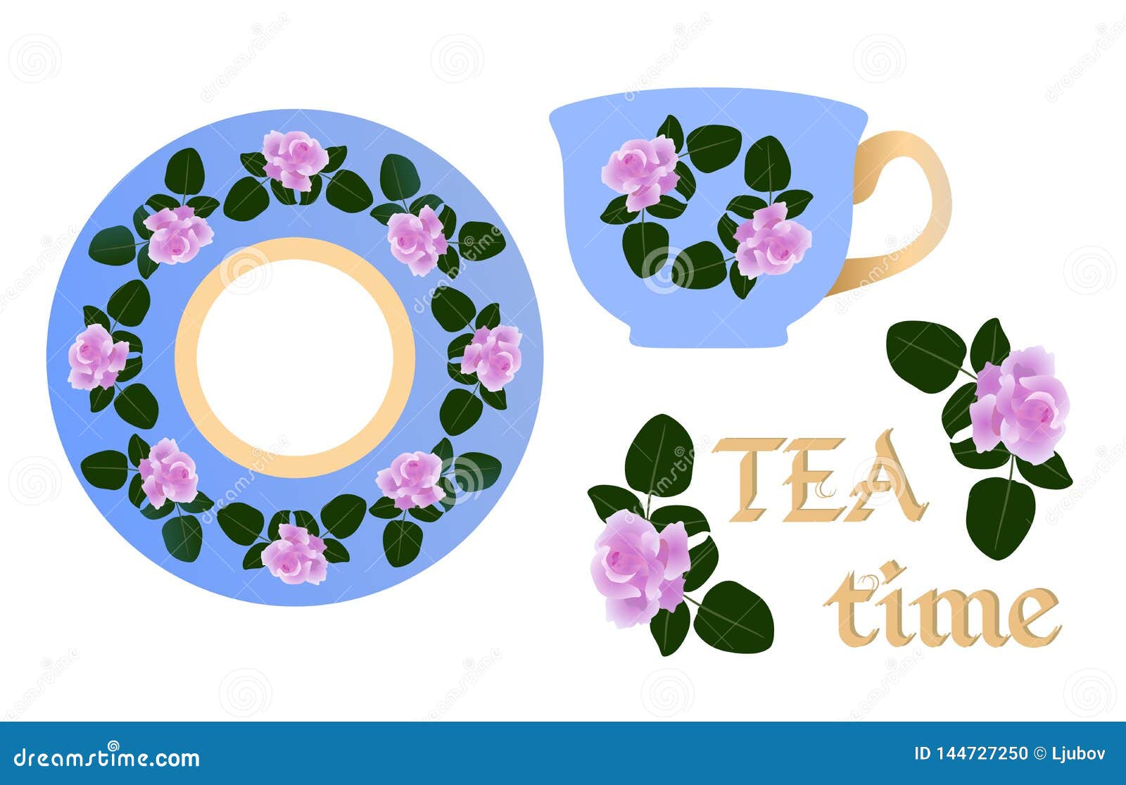 Floral Pattern for Tea Pair. English Breakfast Stock Vector ...
