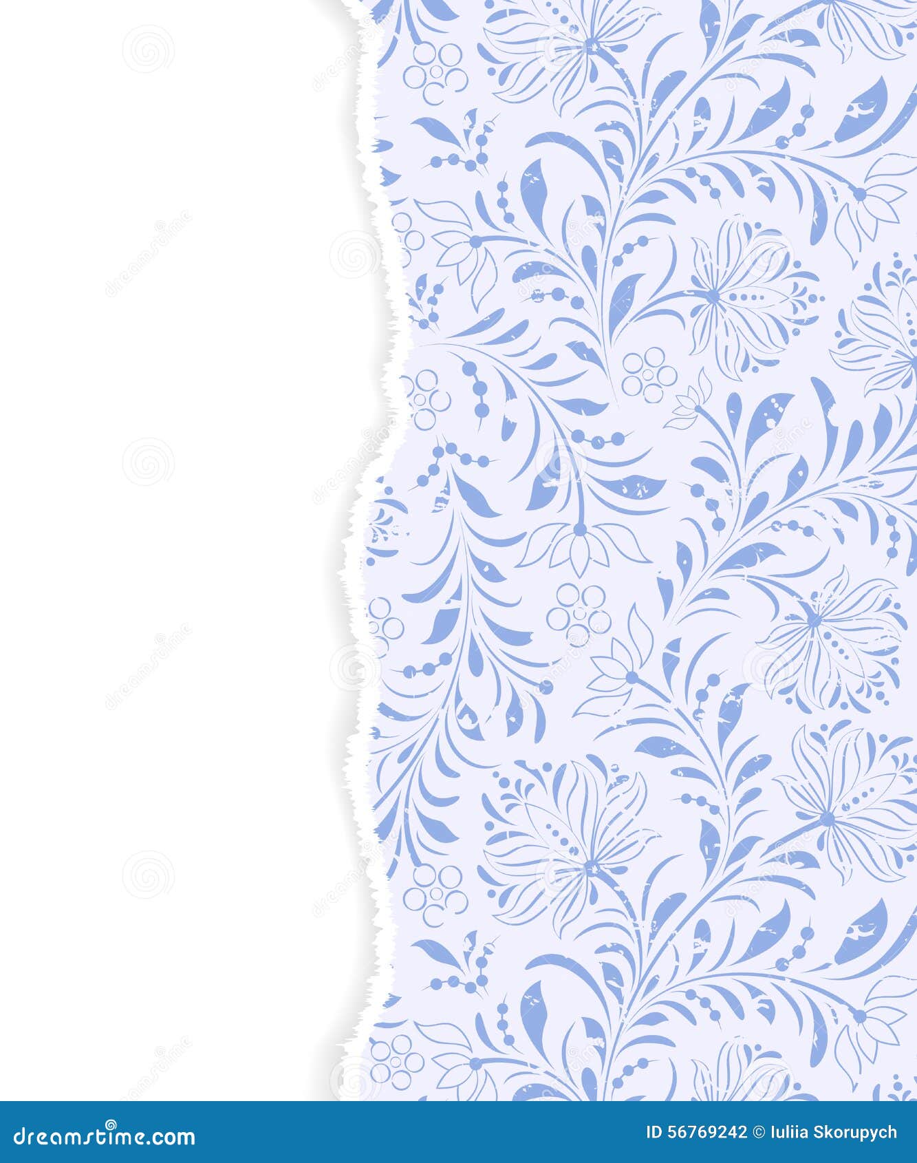 Floral Pattern with Torn Paper Stock Vector - Illustration of messy ...