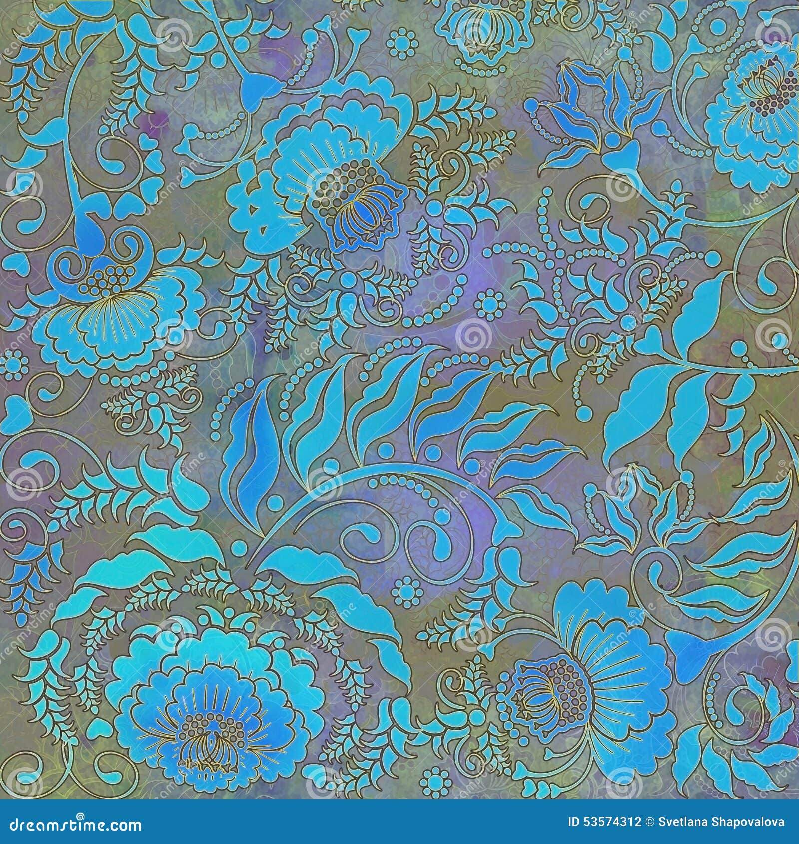 Floral Pattern,turquoise-grey Pastel Colored, Background Stock ...