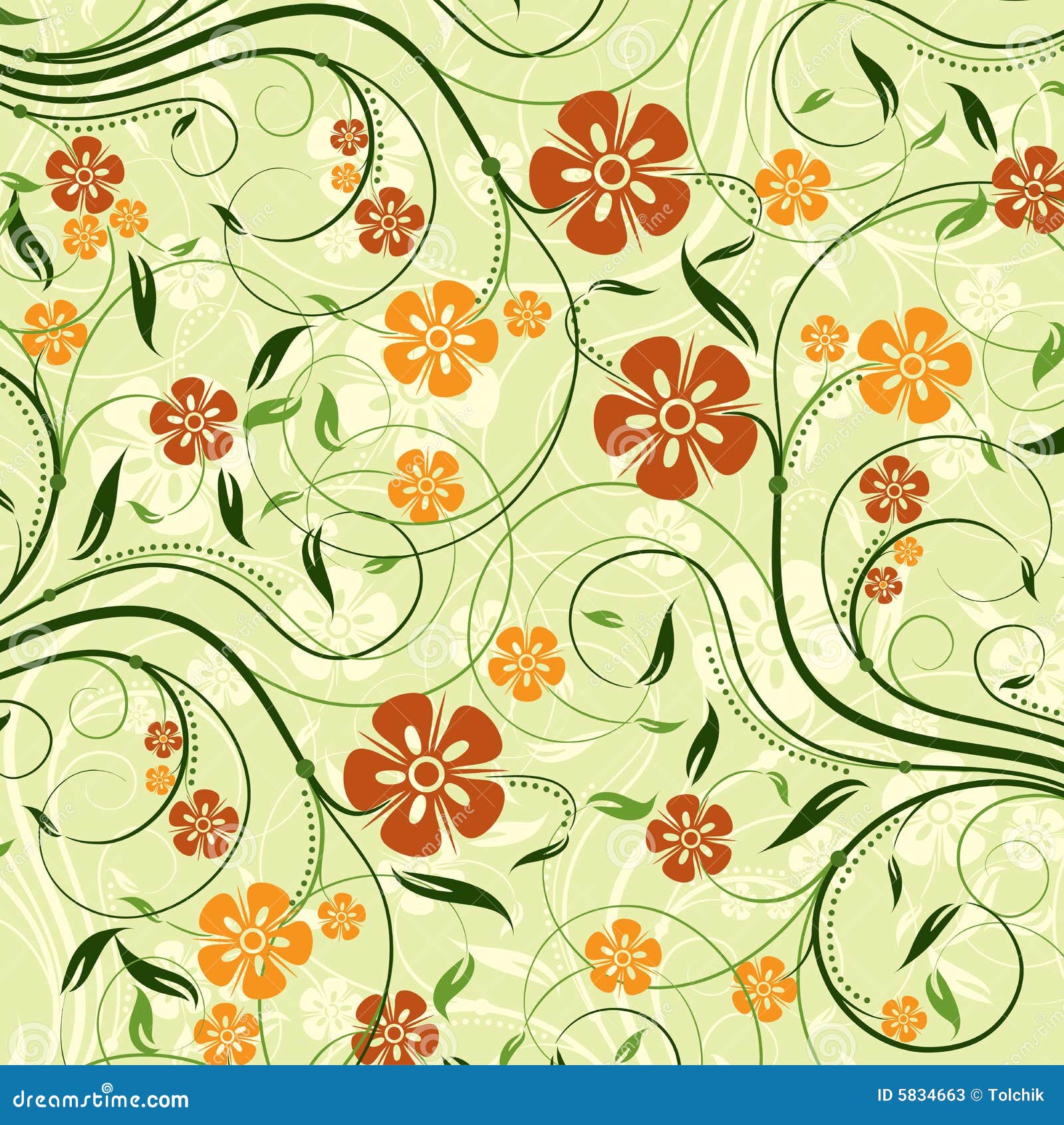 Floral pattern, vector stock vector. Illustration of drawing - 5834663