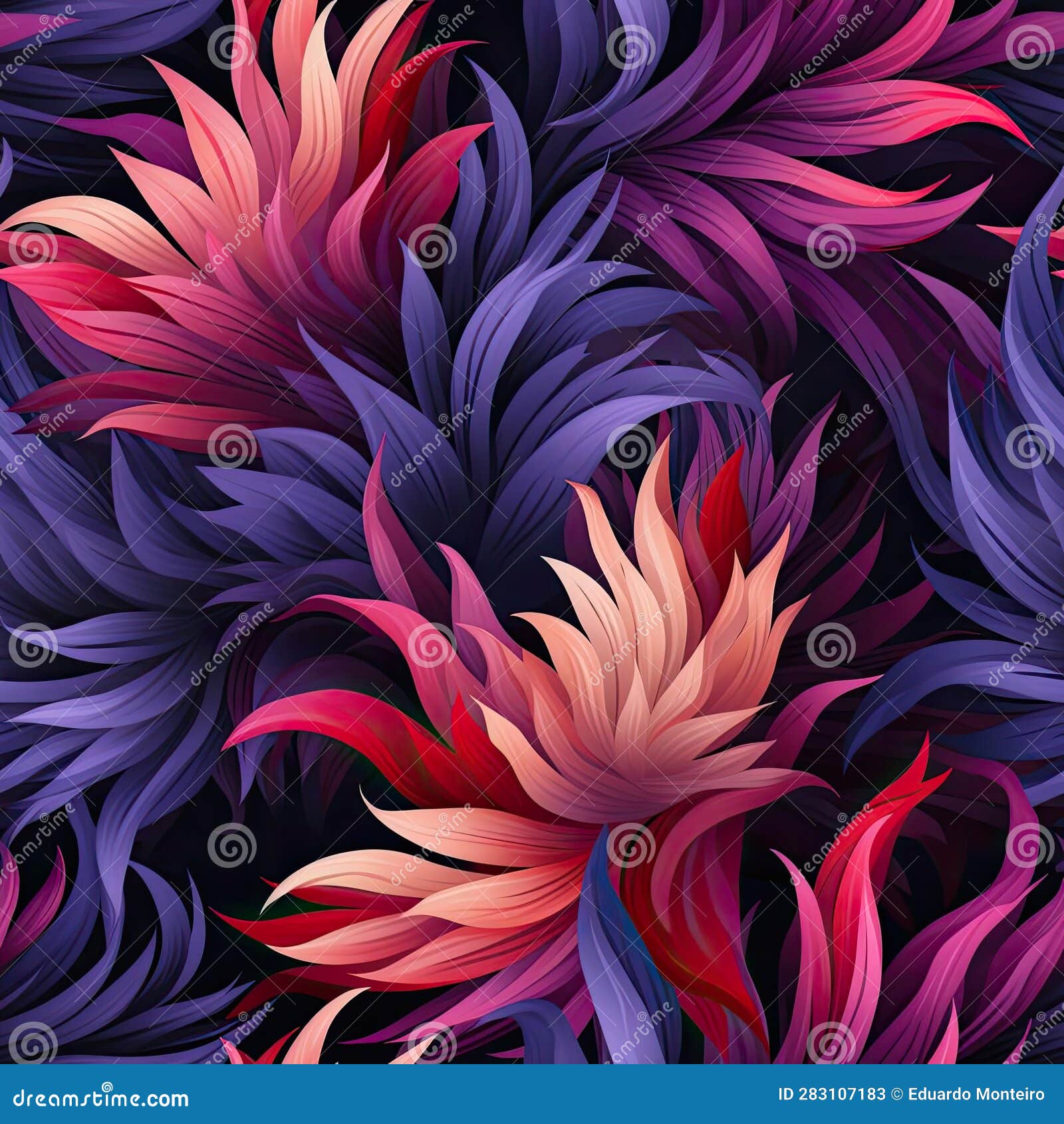 Floral Pattern with Vibrant Colors and Twisted Tangles (tiled) Stock ...