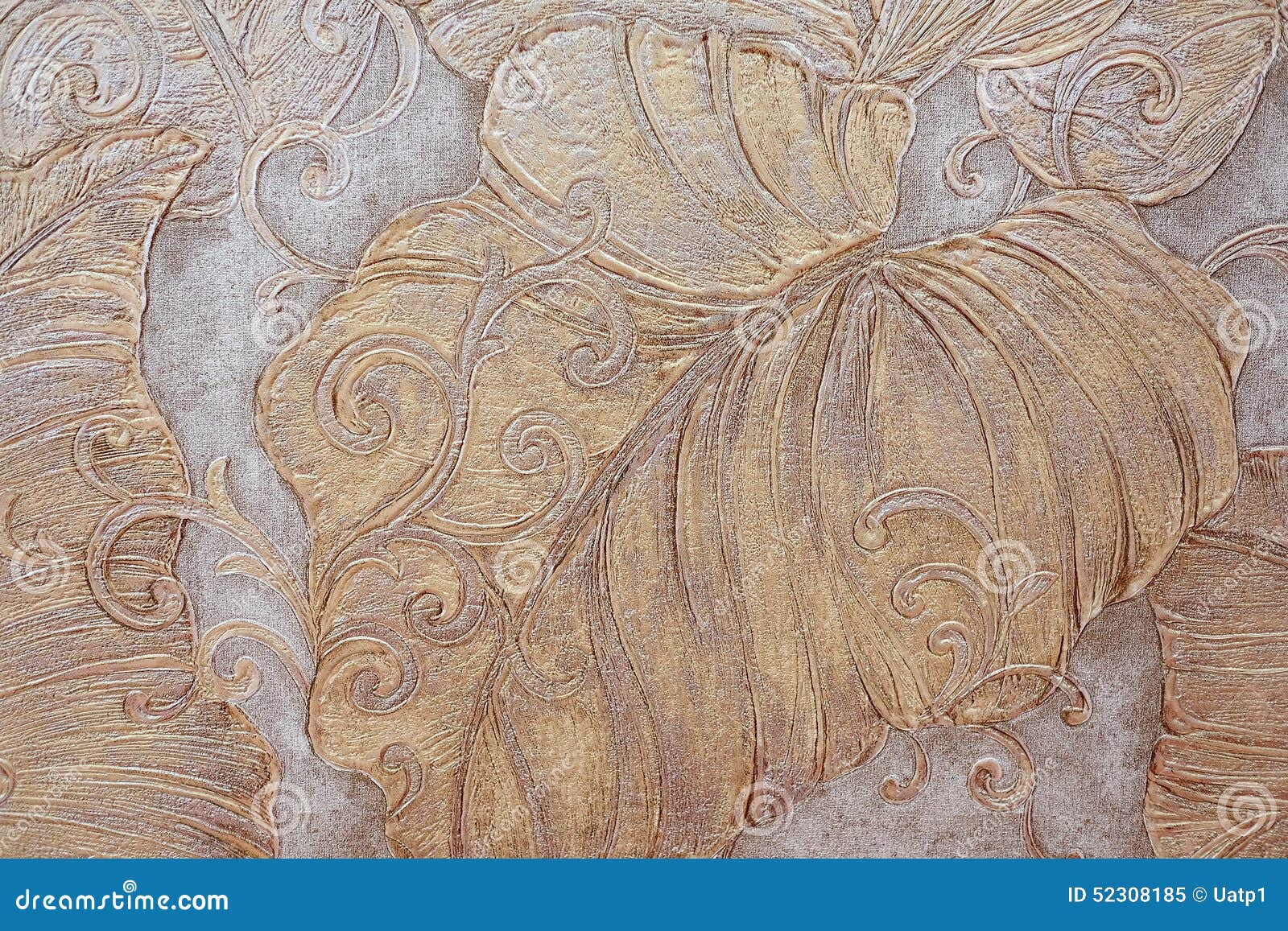 Floral Pattern on Wallpaper Stock Image - Image of raised, surface ...