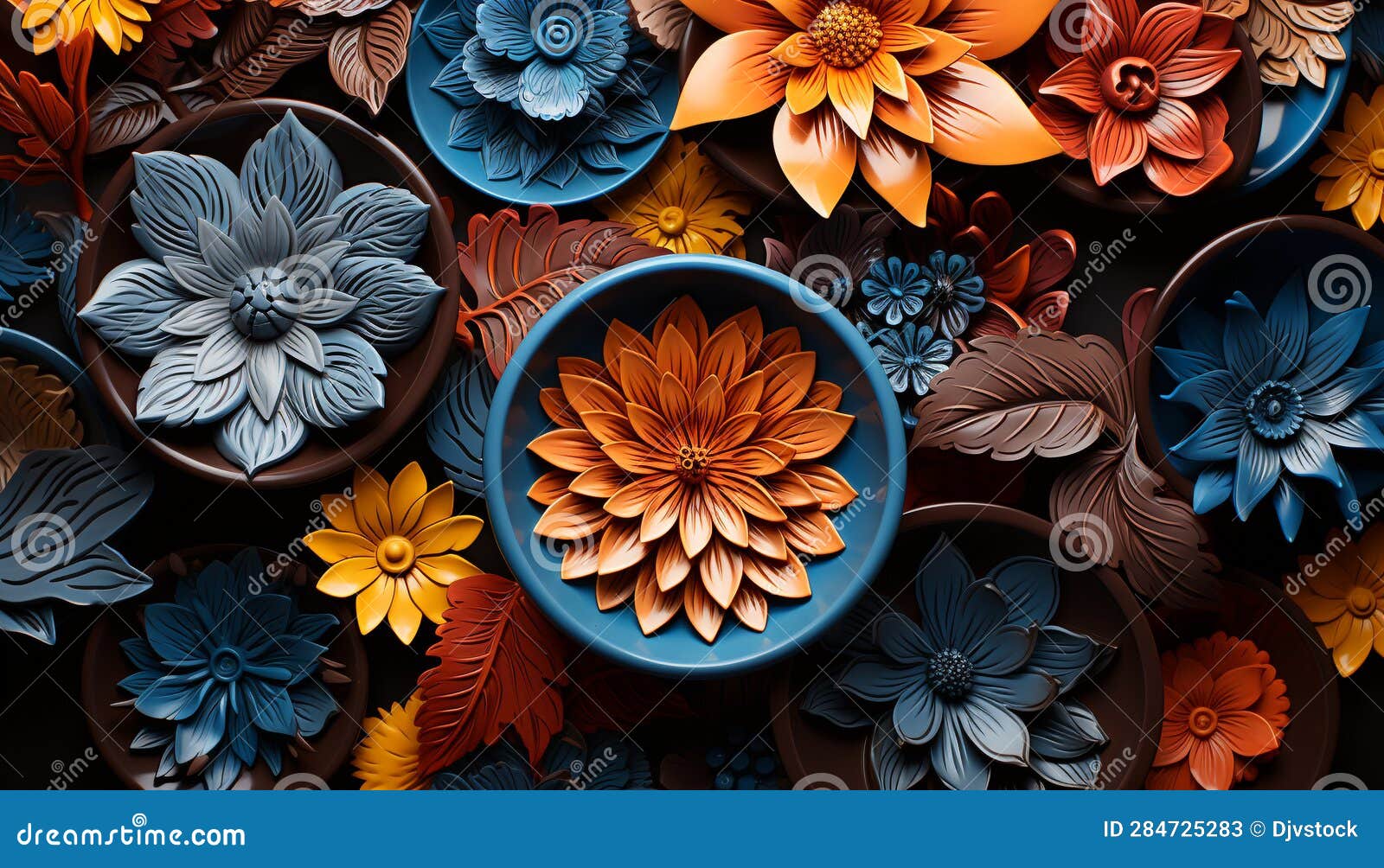 Floral Pattern Wallpaper with Ornate Blossom and Leaf Repetition ...