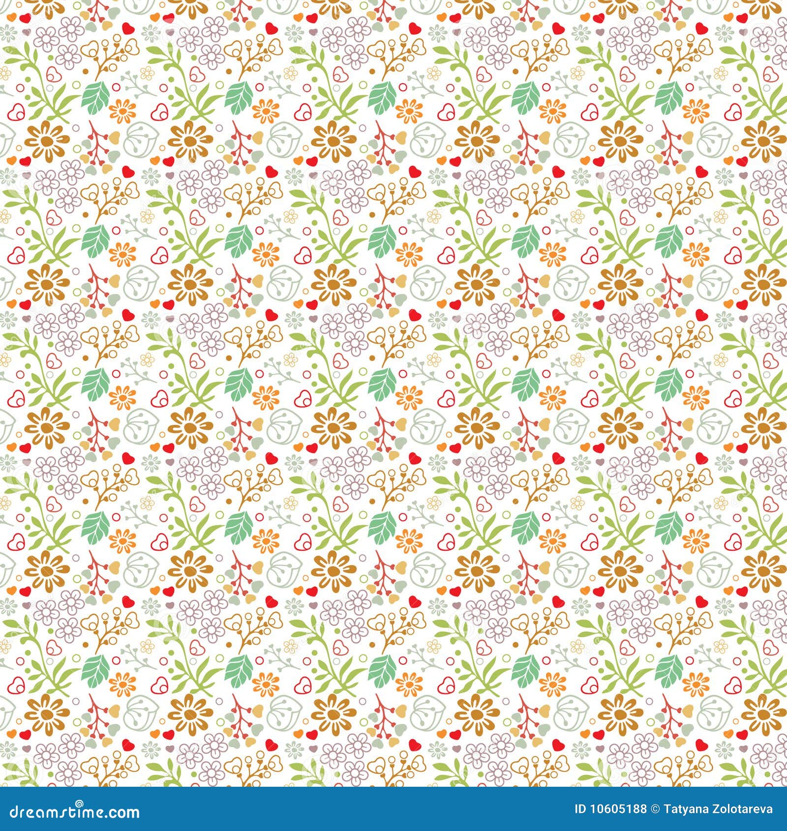 Floral Pattern on White (seamless) Stock Vector - Illustration of ...