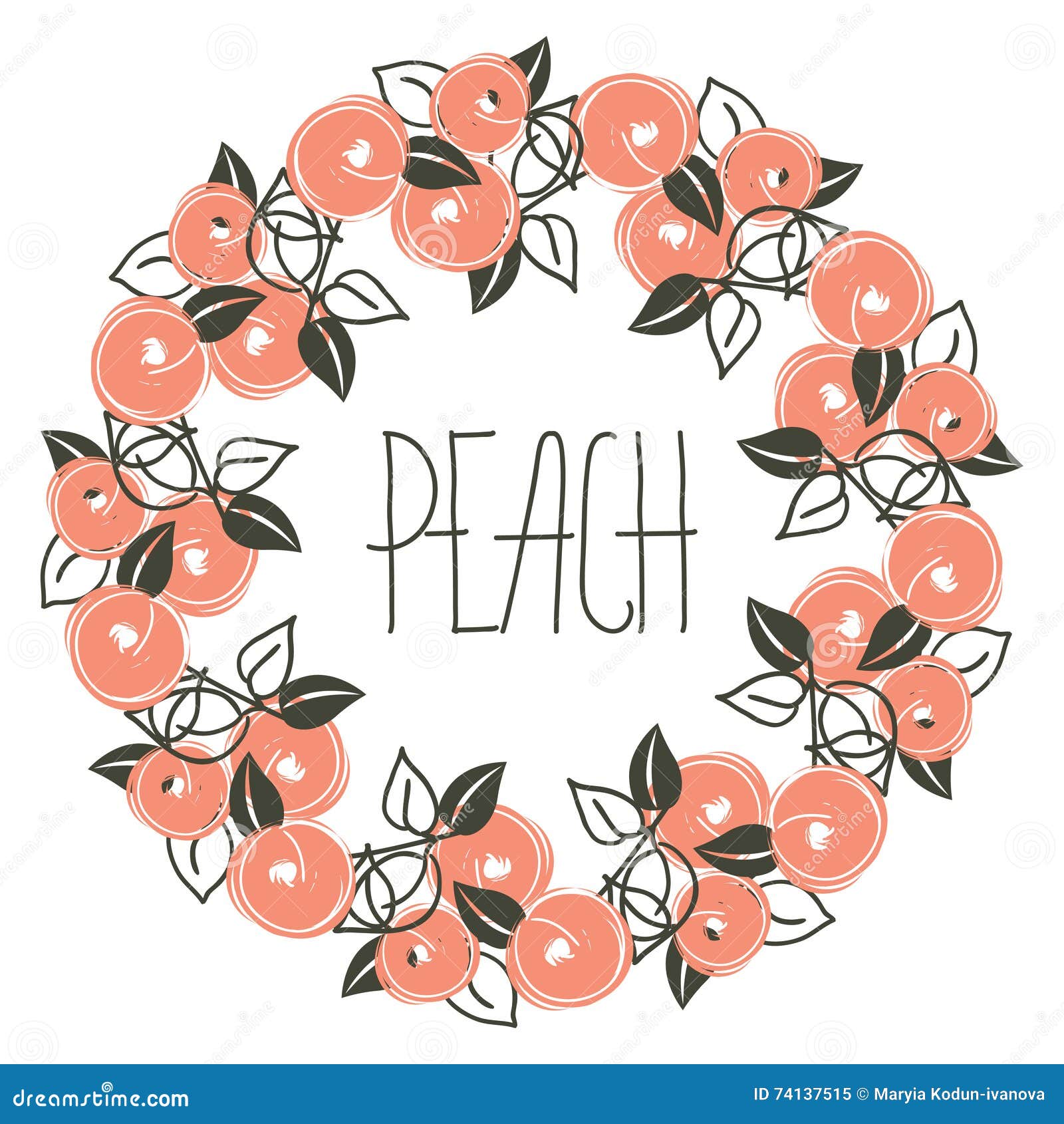 Floral Pattern with Wreath from Peach Stock Vector - Illustration of ...