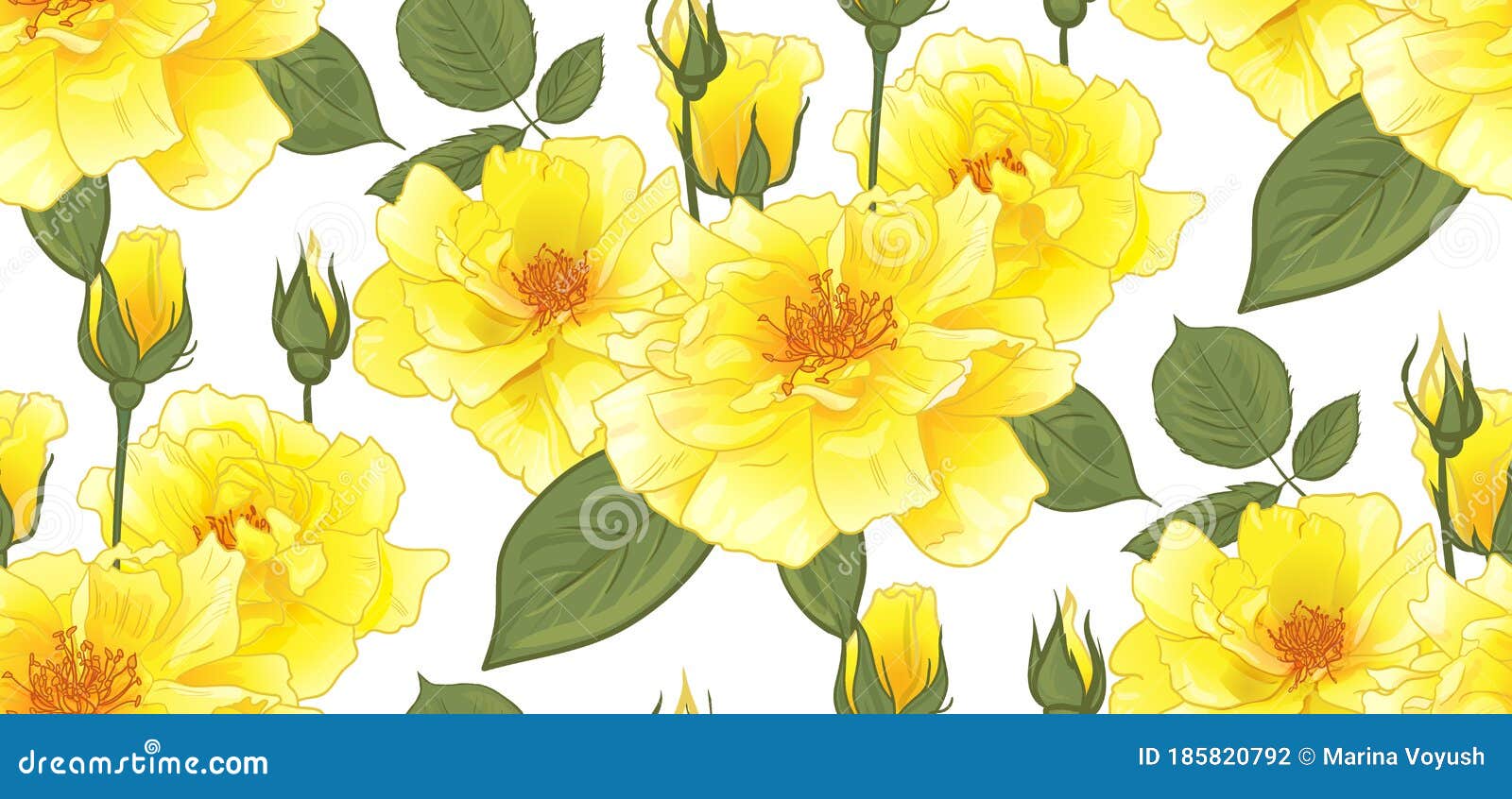 Floral Pattern with Yellow Roses for Surface Design As Well As ...