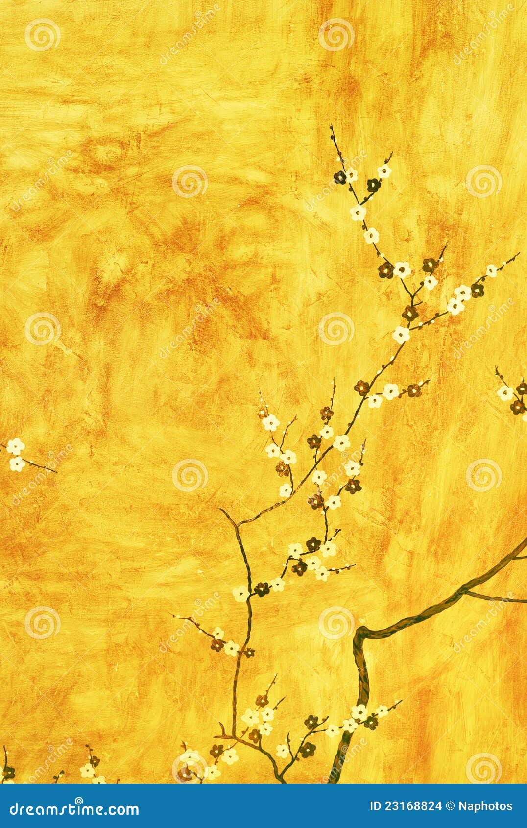 Floral Pattern on Yellow Wall Stock Illustration - Illustration of ...