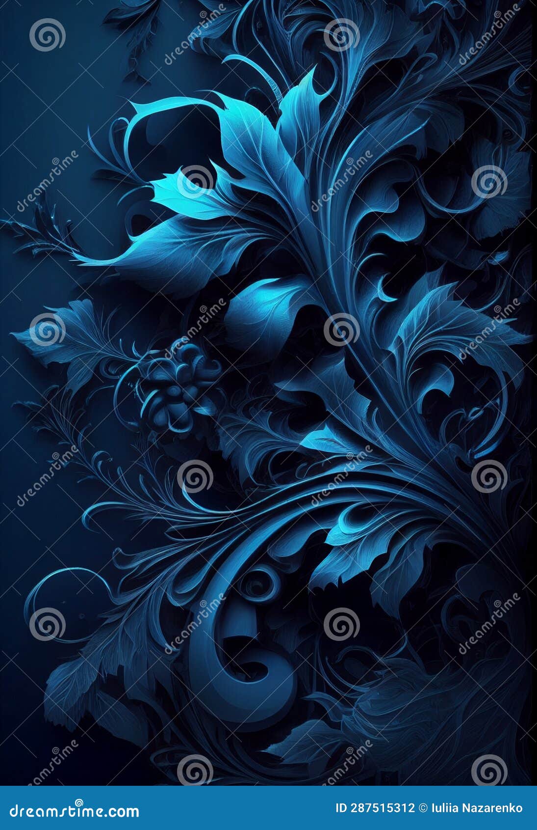 Floral Patterns in Blue. AI Generated Stock Photo - Image of harmonious ...