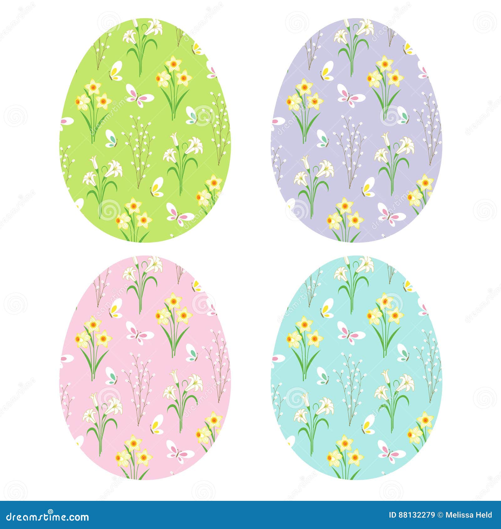 Floral Patterns on Easter Eggs Stock Vector - Illustration of eggs, tulips: 88132279