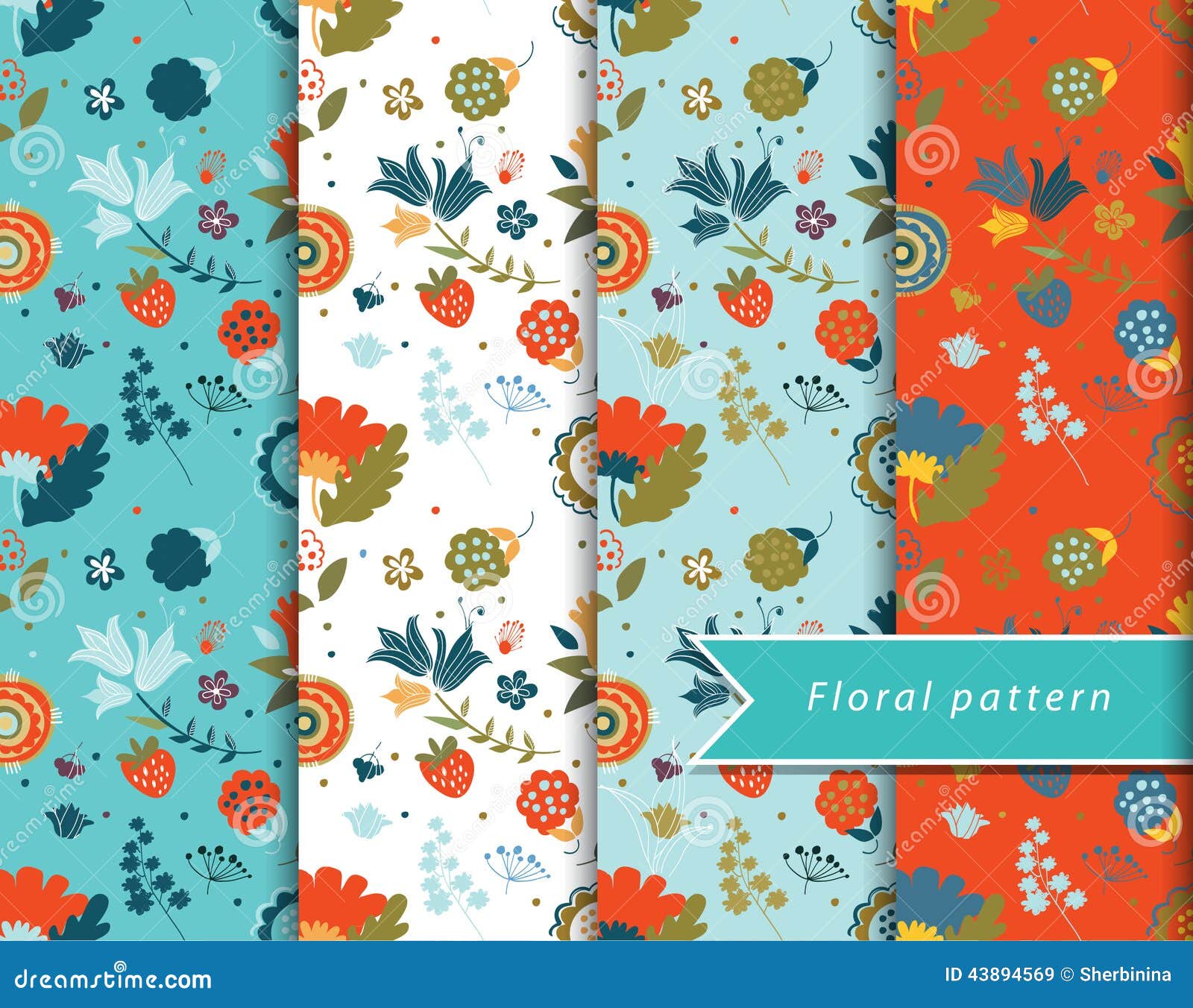 Floral patterns set stock vector. Illustration of flower - 43894569