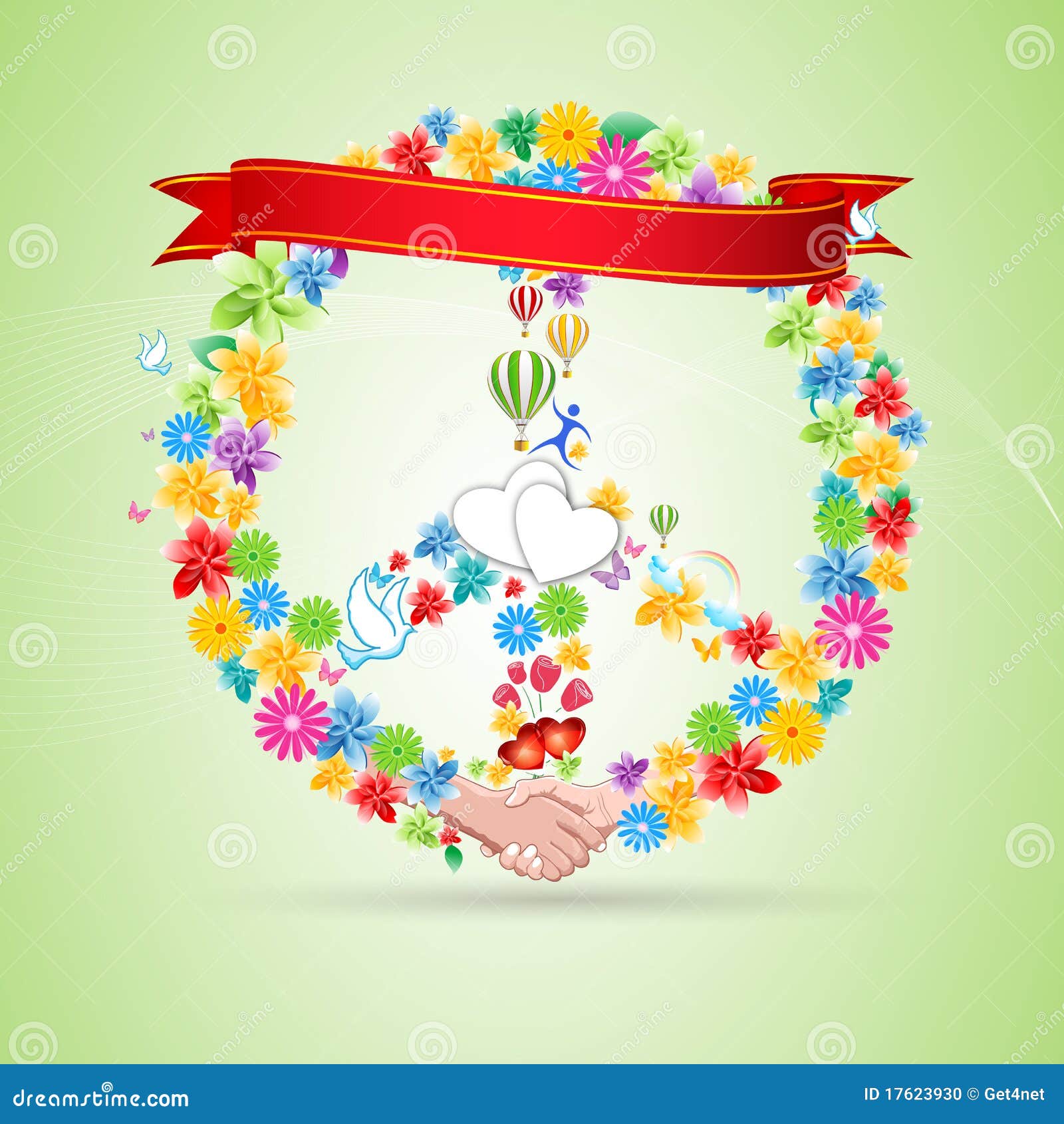 Peace Day Card With Retro Lettering And Dove Holding Leaves Vector ...