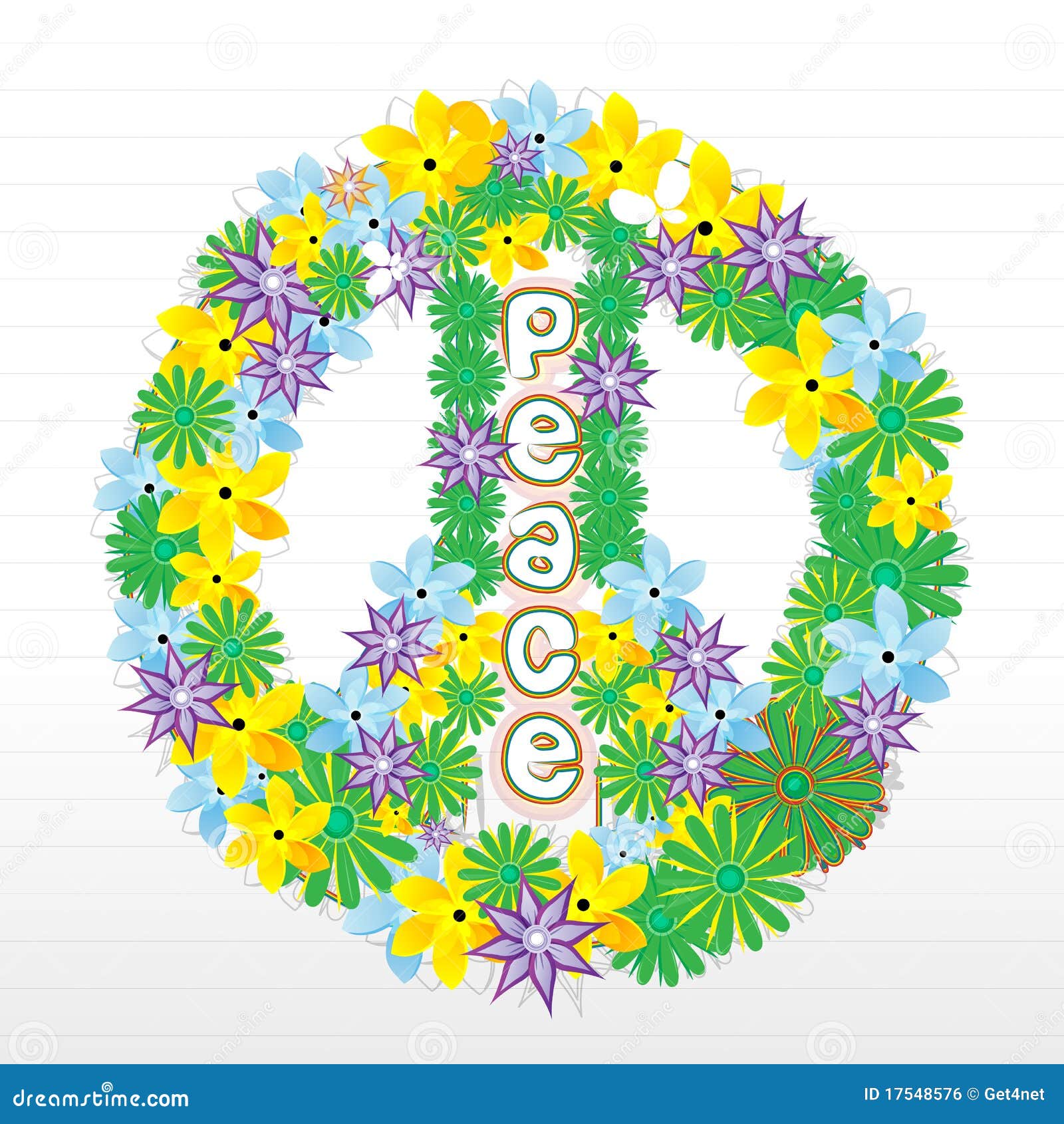 Floral peace sign stock vector. Illustration of cool - 17548576