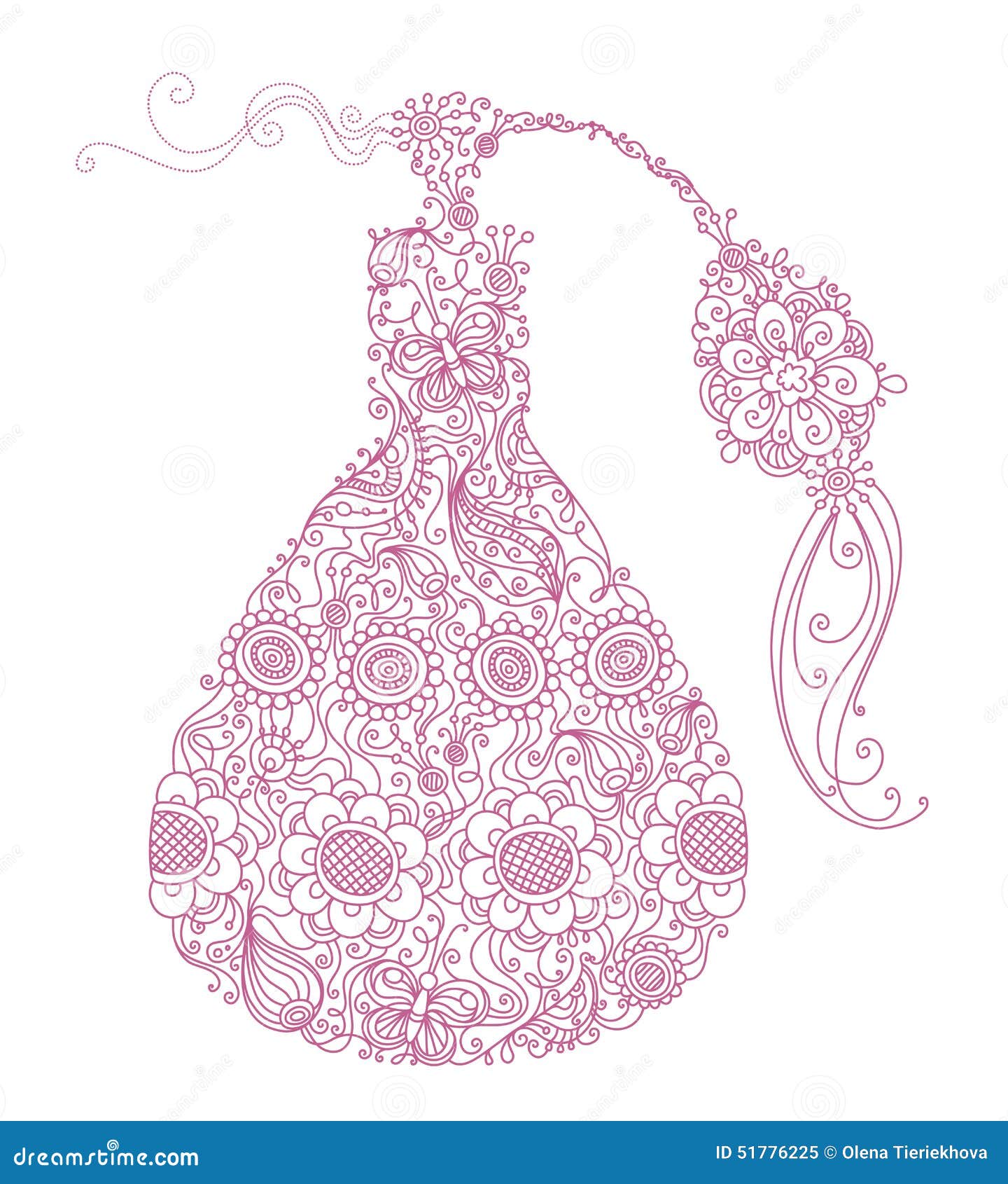 Floral perfume. stock vector. Illustration of linear - 51776225