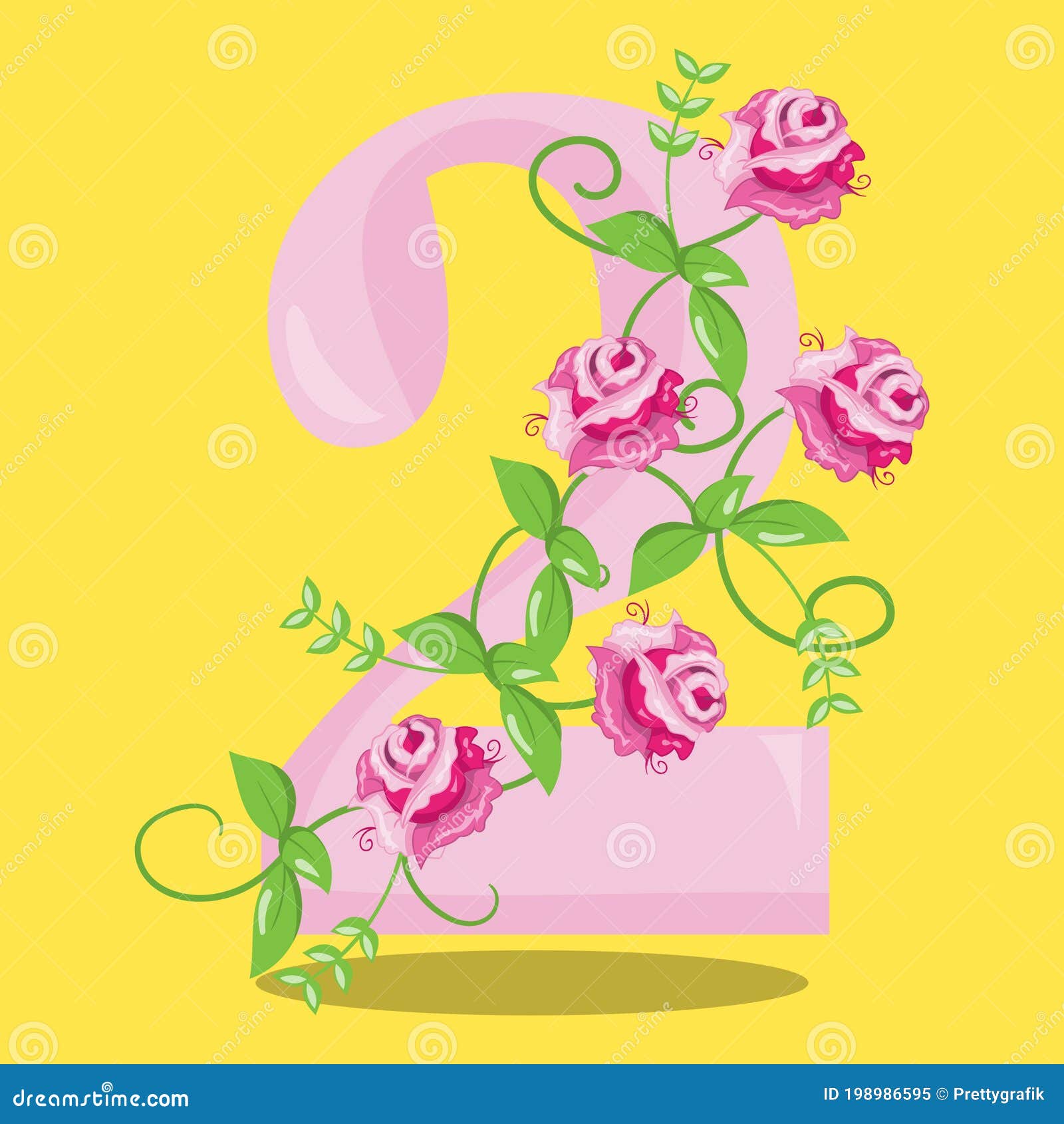 Floral pink number 02 stock vector. Illustration of number - 198986595