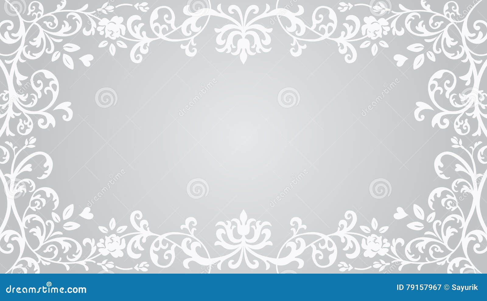 Floral Plants Frame - Silver Color Stock Vector - Illustration of ...