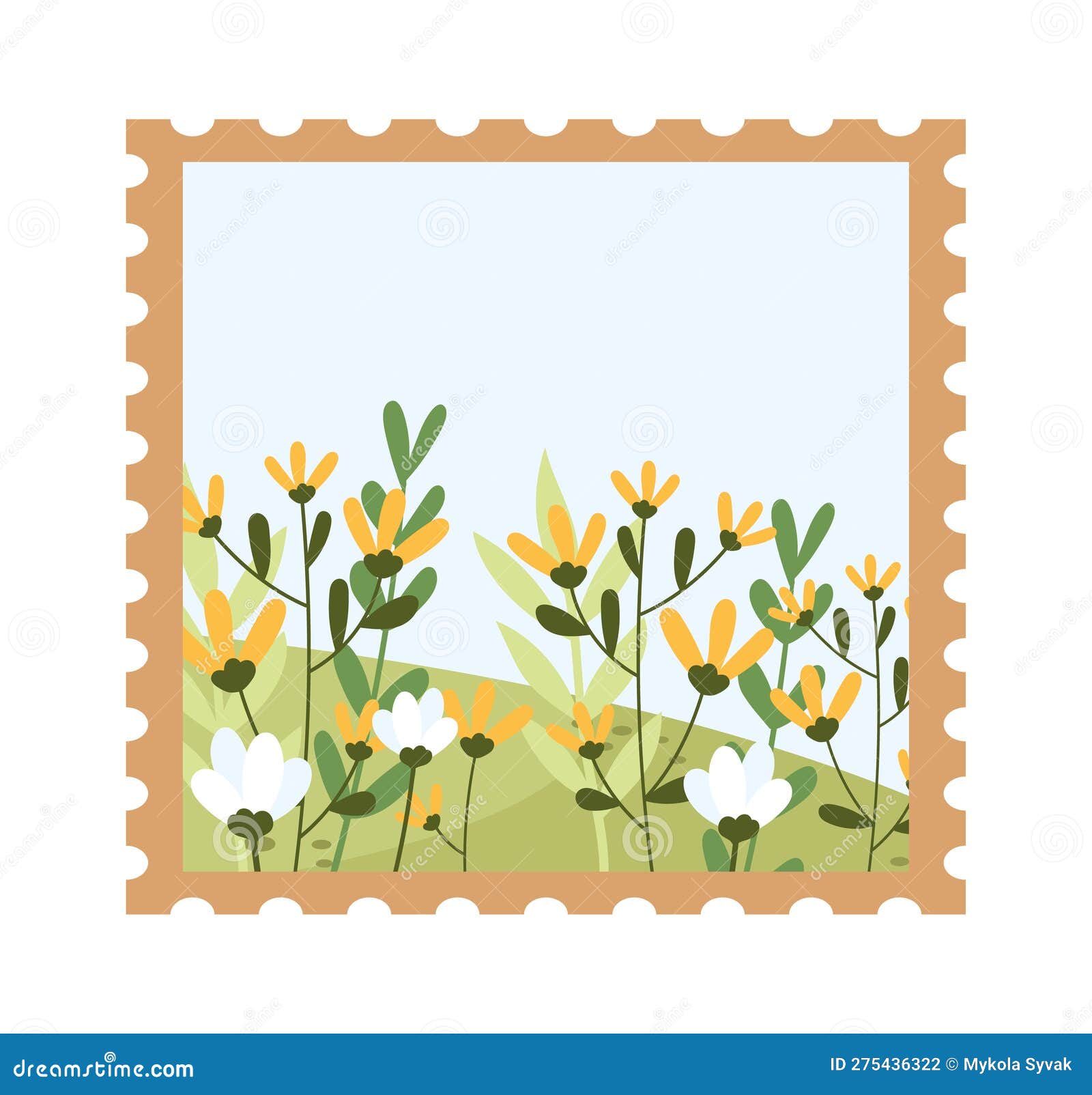 Floral Postage Stamp stock vector. Illustration of retro - 275436322